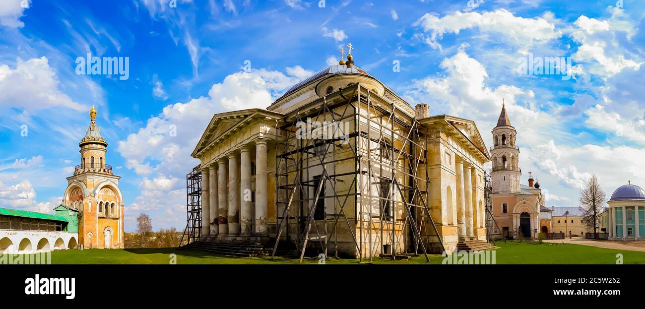 Restoration of an abandoned old church. Restoration of an old building ...