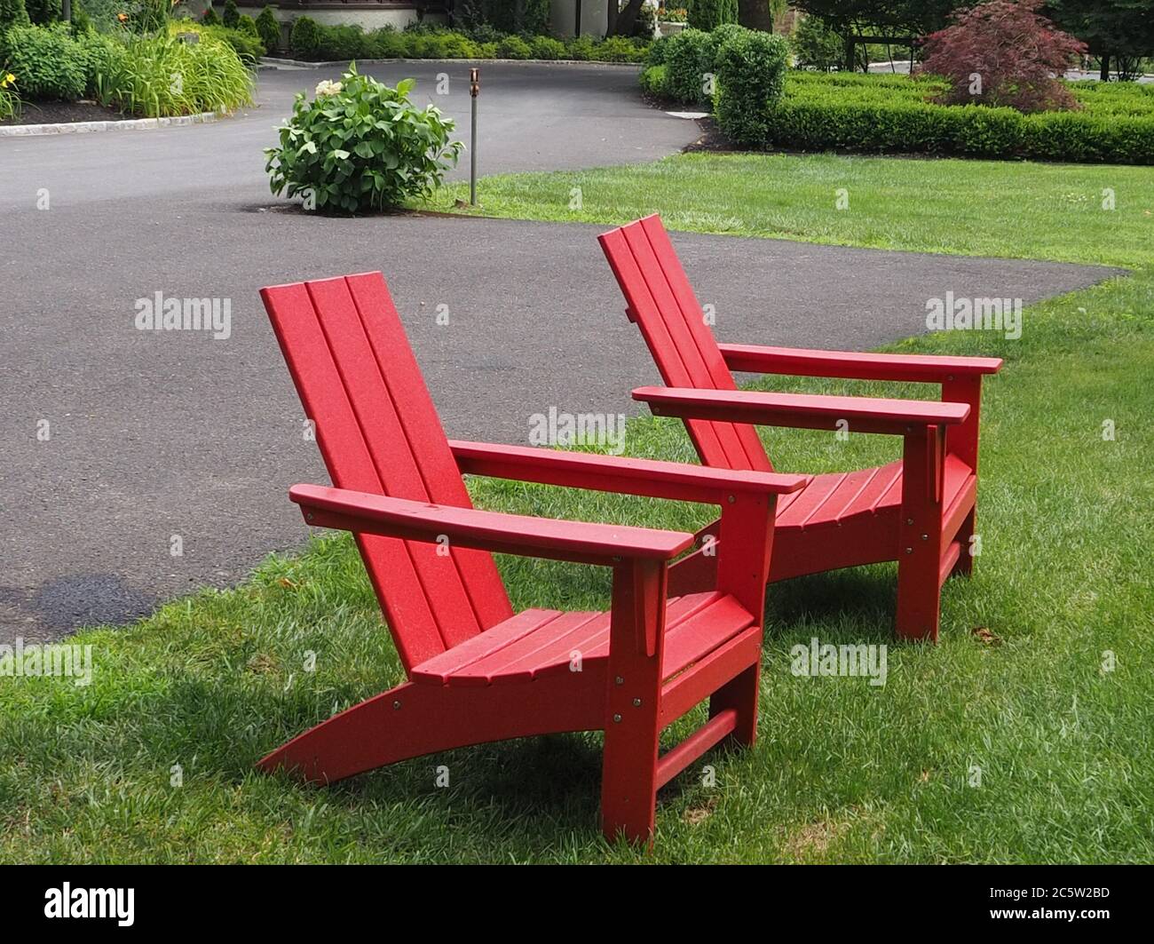 Two wooden chairs facing hi-res stock photography and images - Alamy