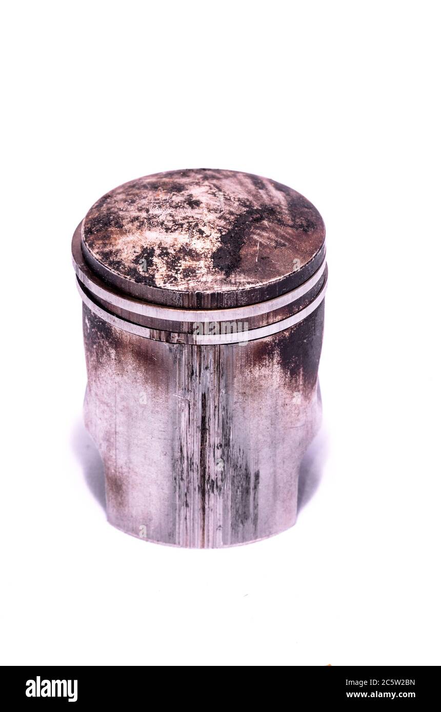 Old Worn Engine Piston Isolated on White Background Stock Photo - Alamy