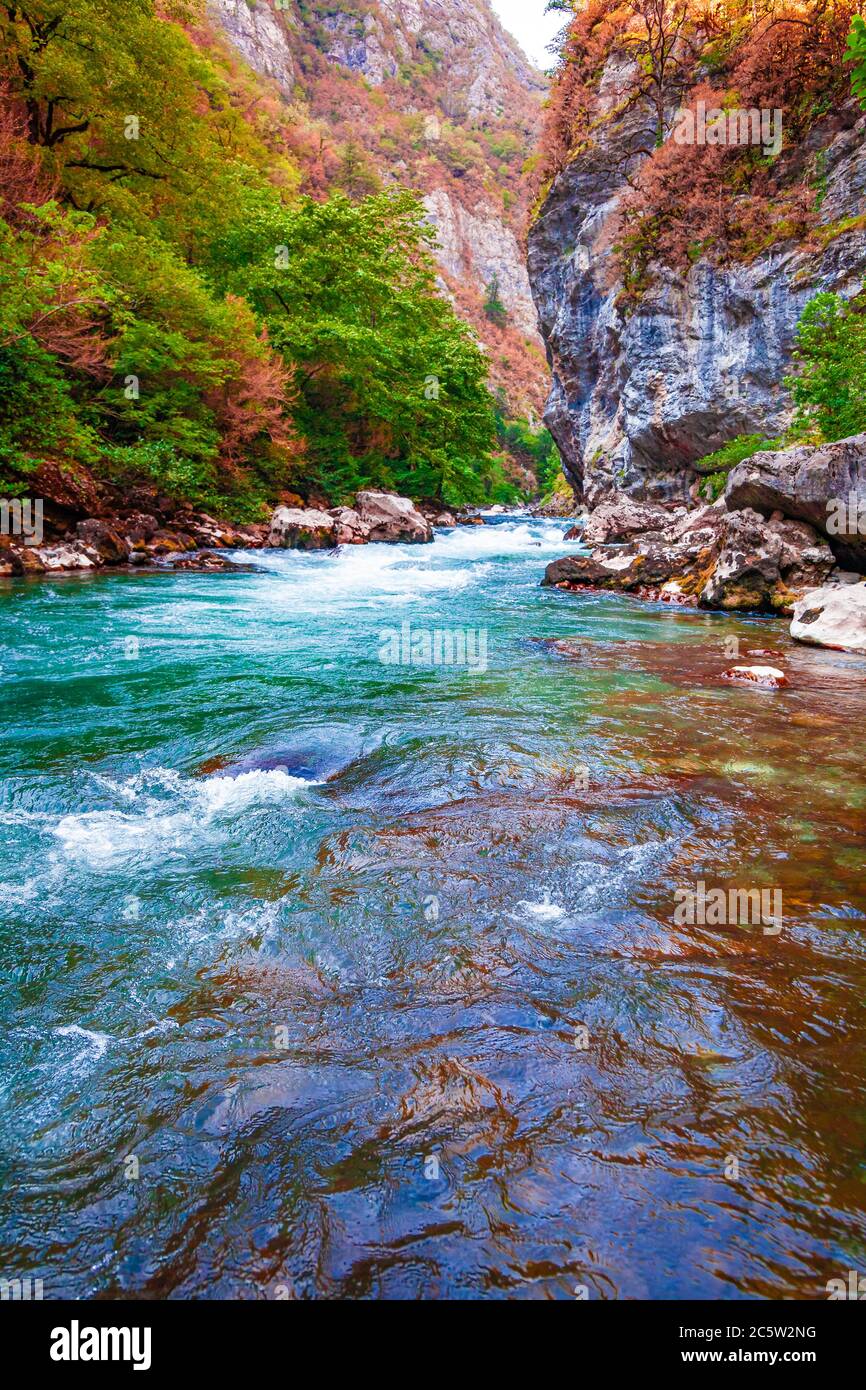 Mountain river valley road landscape Stock Photo - Alamy