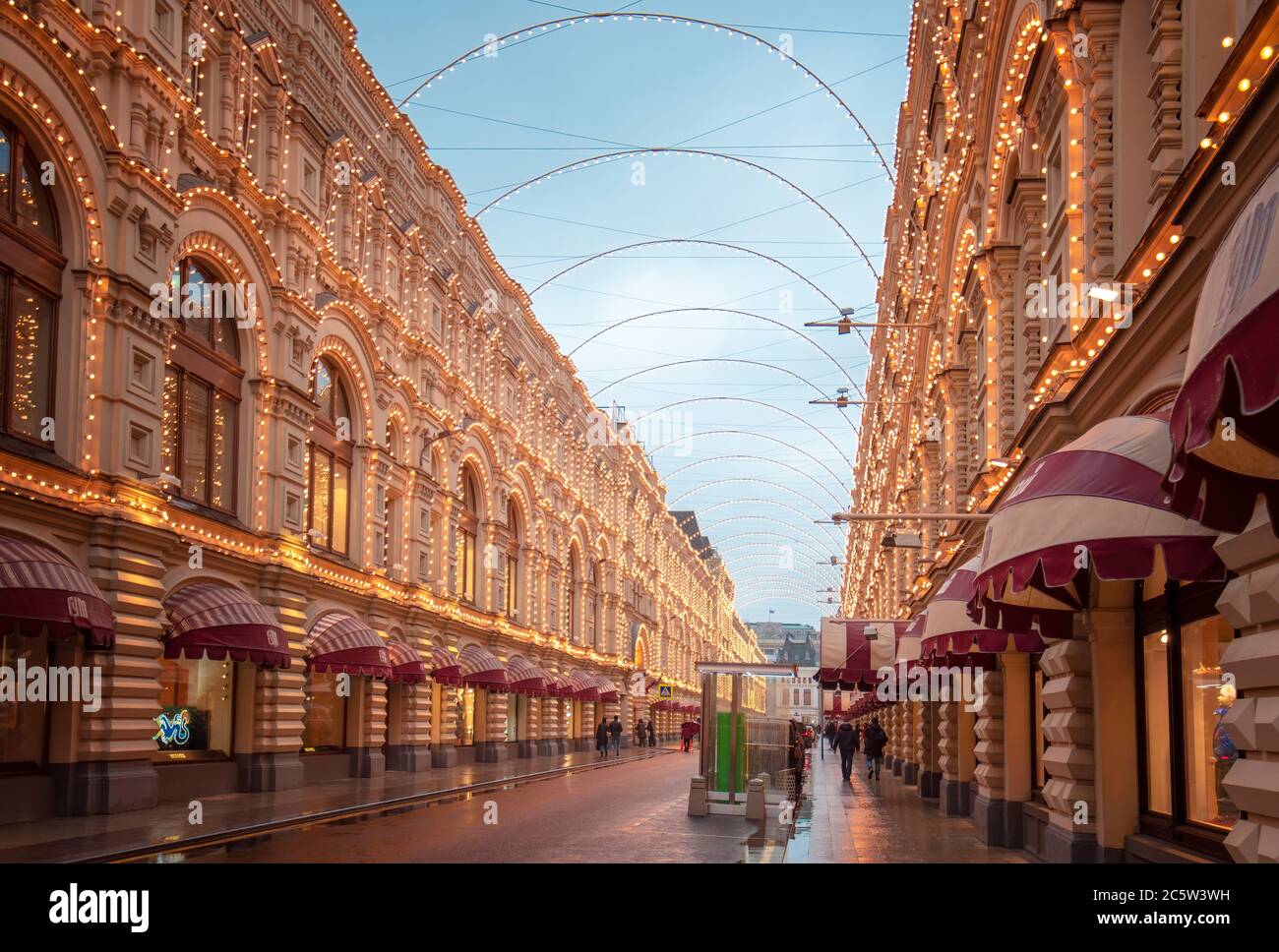 Moscow, Russia. A small shopping street in the city center between Main ...