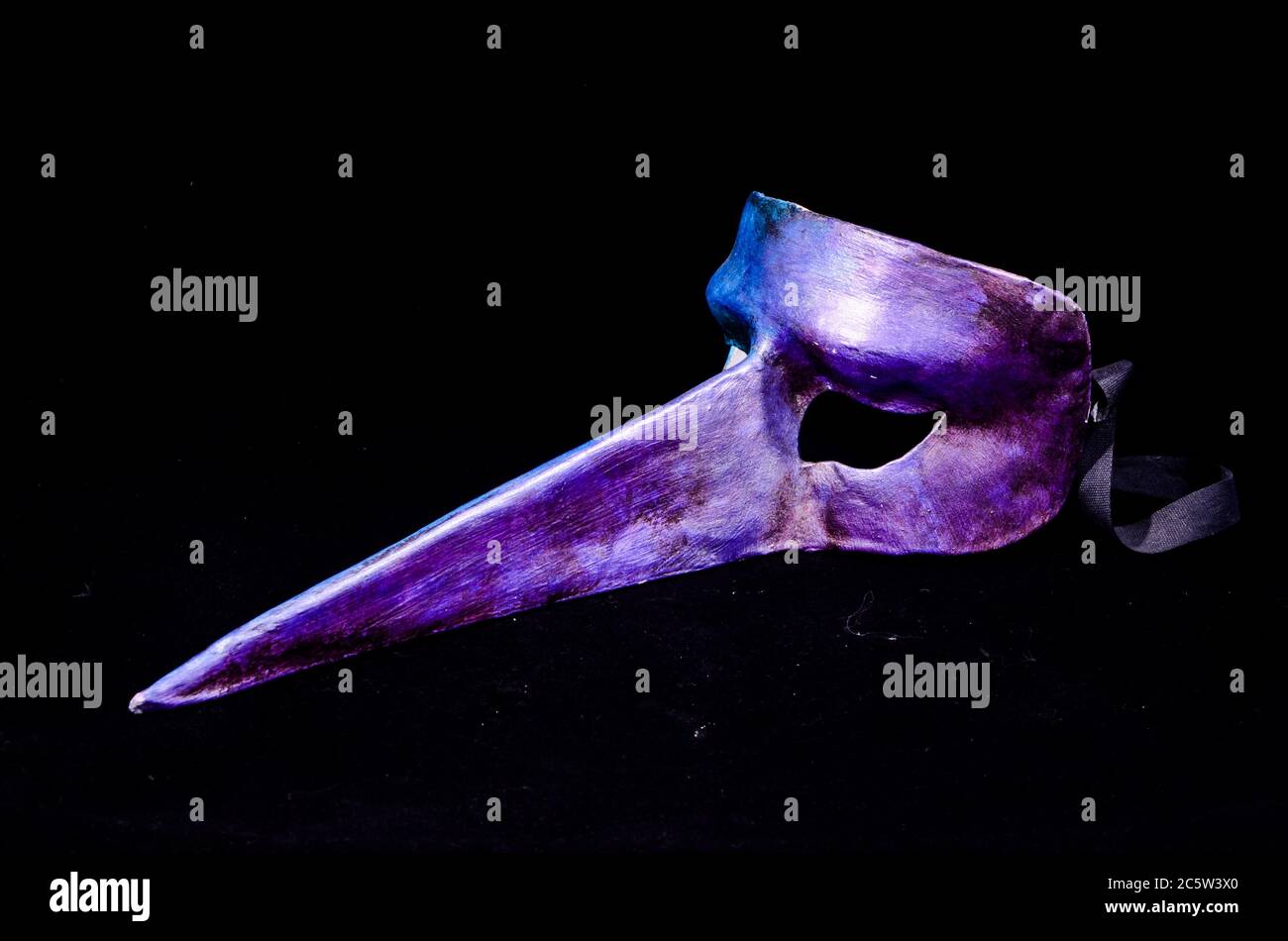 Traditional Venice Mask with Big Nose isolated over a Black Background ...