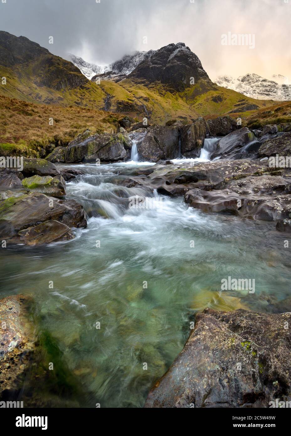 Deepdale Beck Stream With Dramatic Clouds And Mountain Range. Lake ...