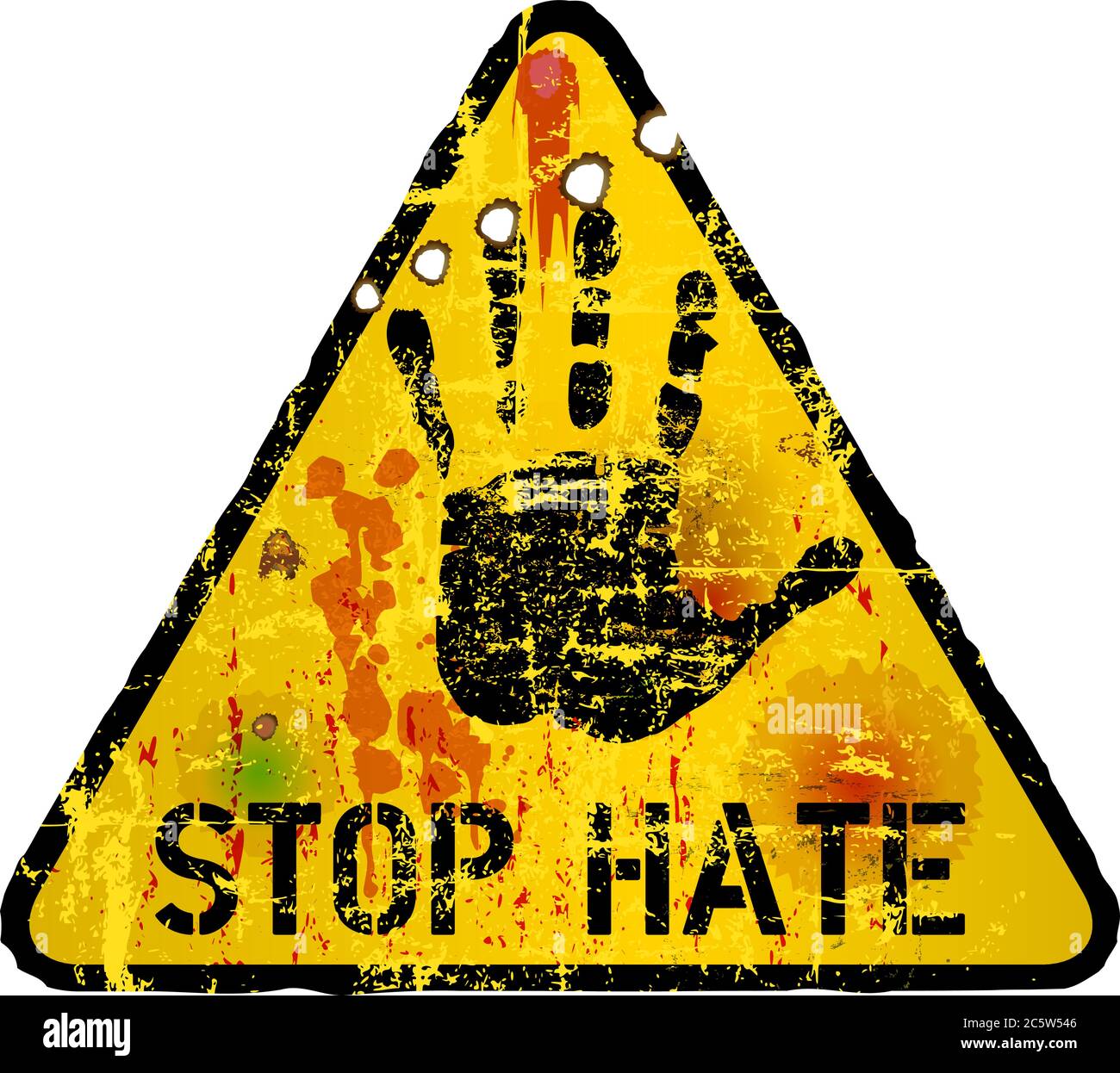 Stop hate, symbolic warning sign, grungy vector Stock Vector Image ...