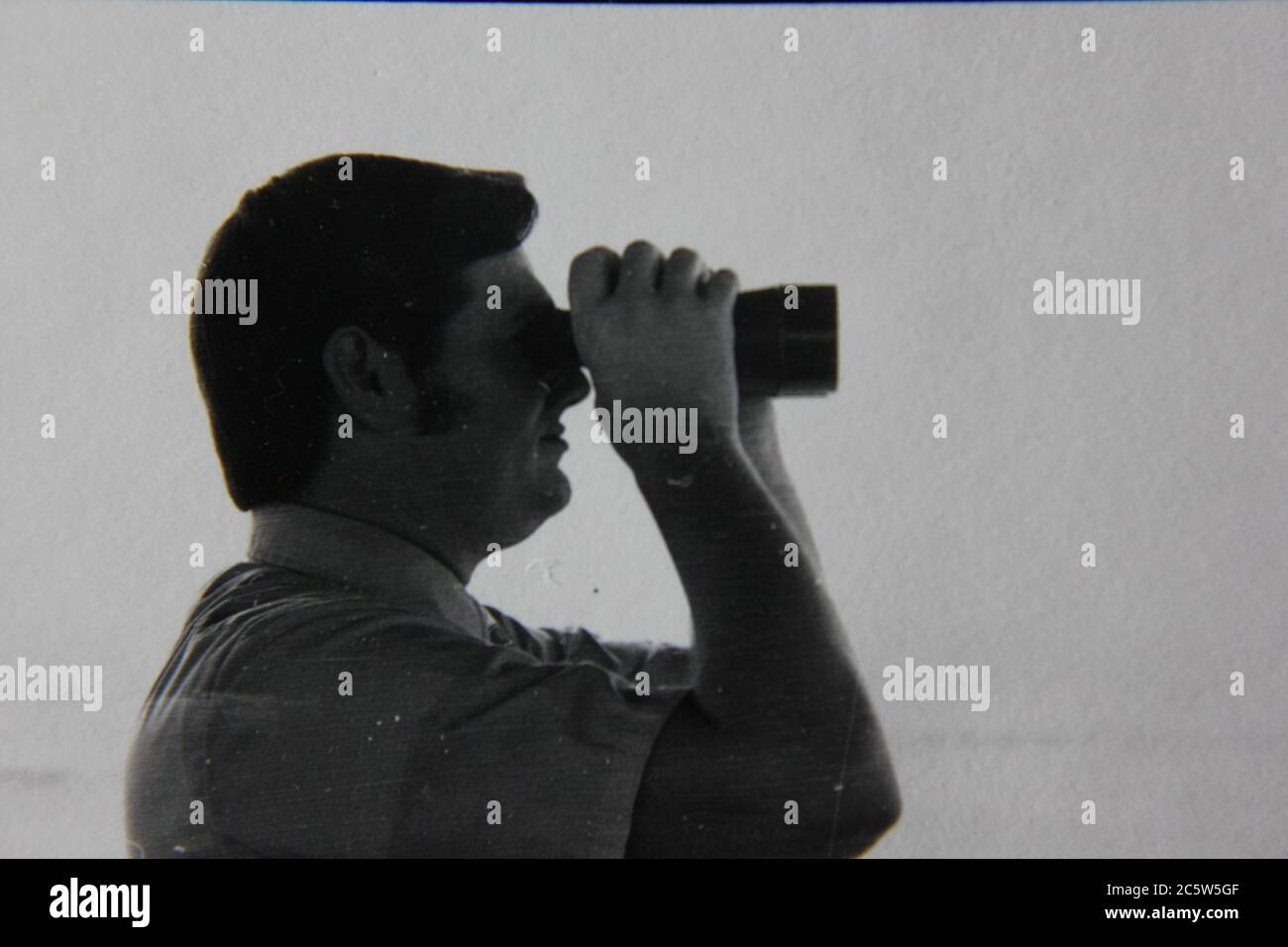 Fine 70s vintage black and white lifestyle photography of a lookout man ...