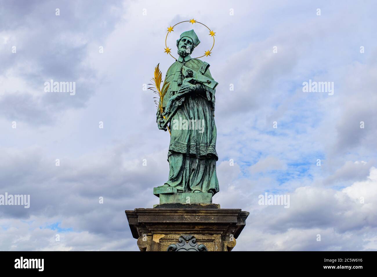 Statue of John of Nepomuk on Charles Bridge in Prague, Czech Republic ...