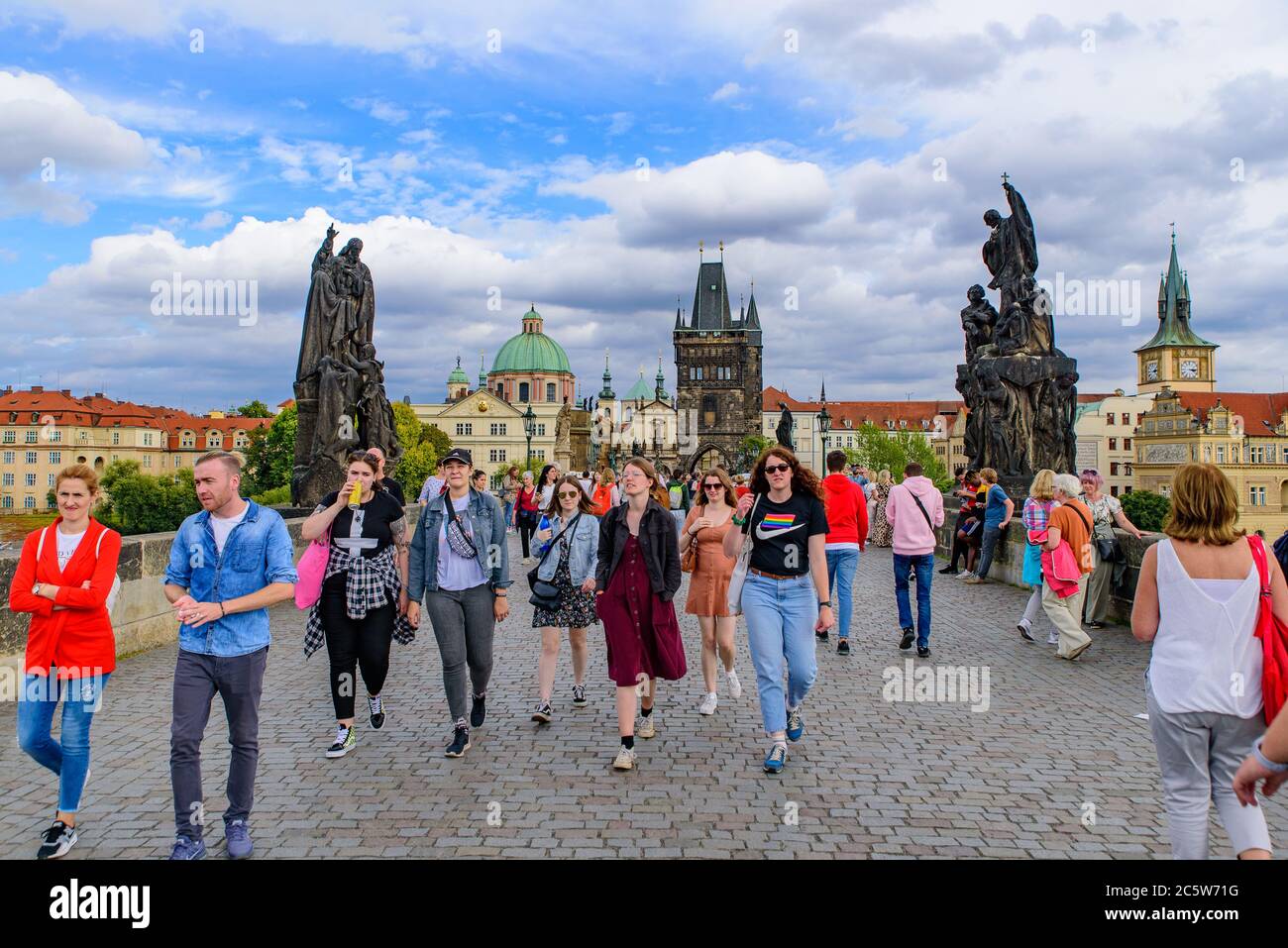 People on the Charles Bridge in Prague, Czech Republic Stock Photo - Alamy