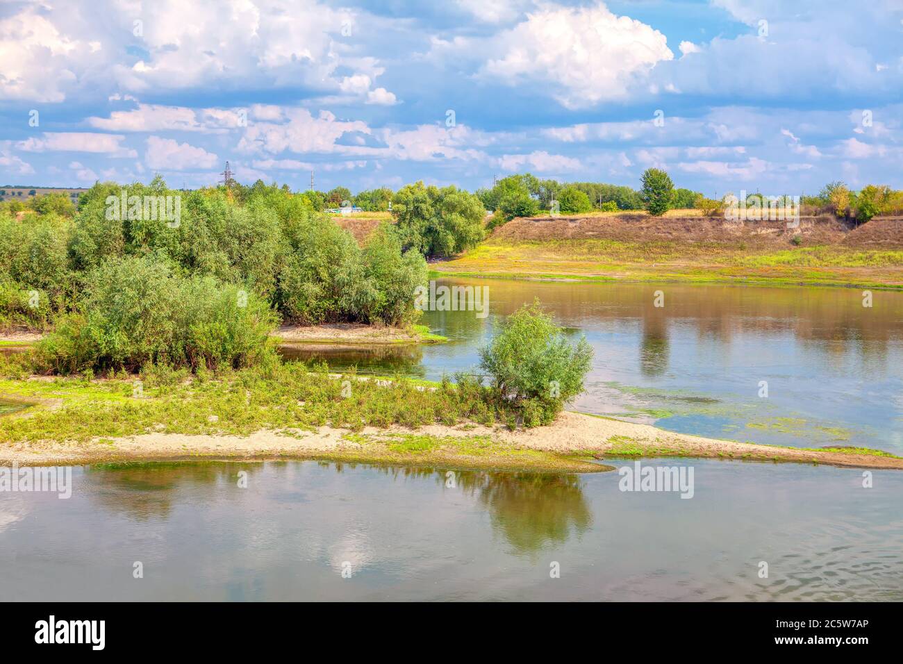 River Islets Natural Scenery . Landscape with Green Island Stock Photo ...