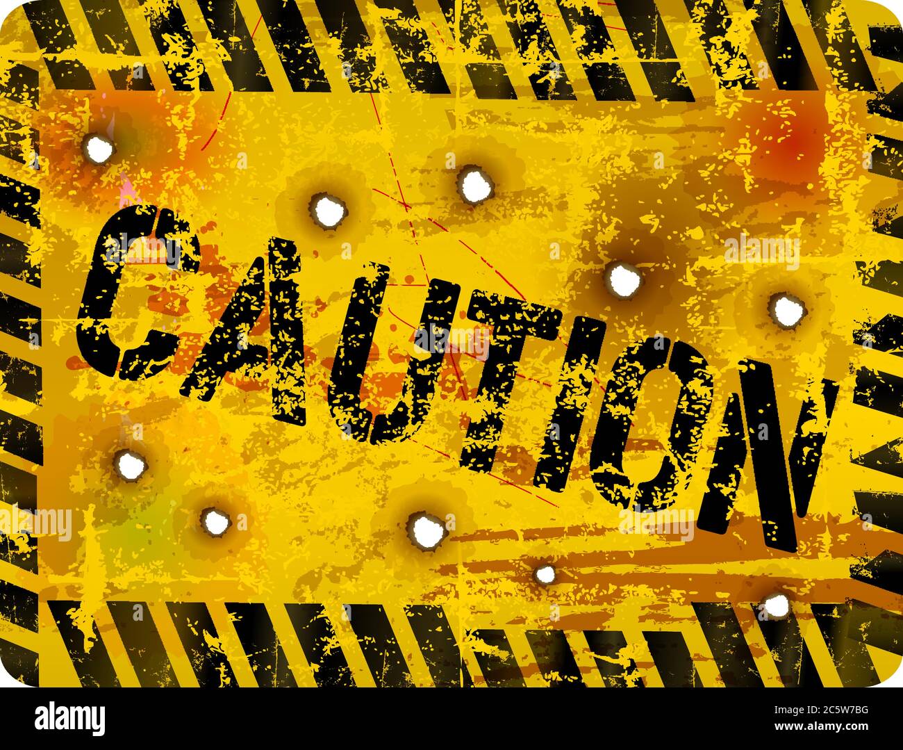 warning sign w. bullet holes, vector illustration Stock Vector Image ...