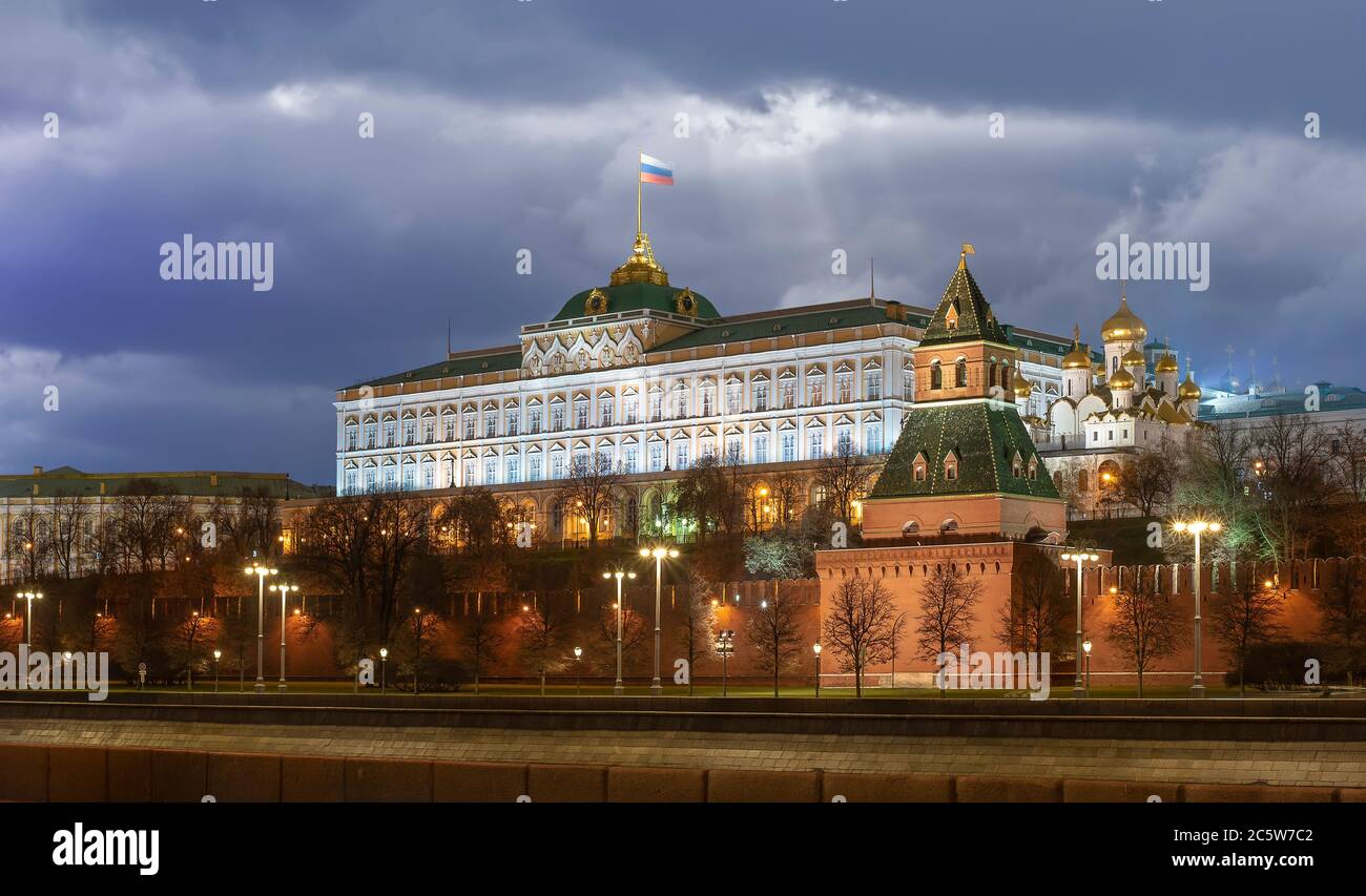 The Grand Kremlin Palace in Moscow, Russia at night Stock Photo - Alamy