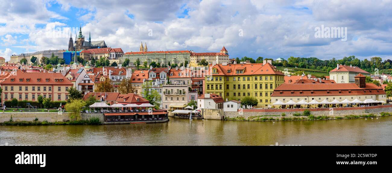 Panorama of Prague Castle, the largest ancient castle in the world, in ...
