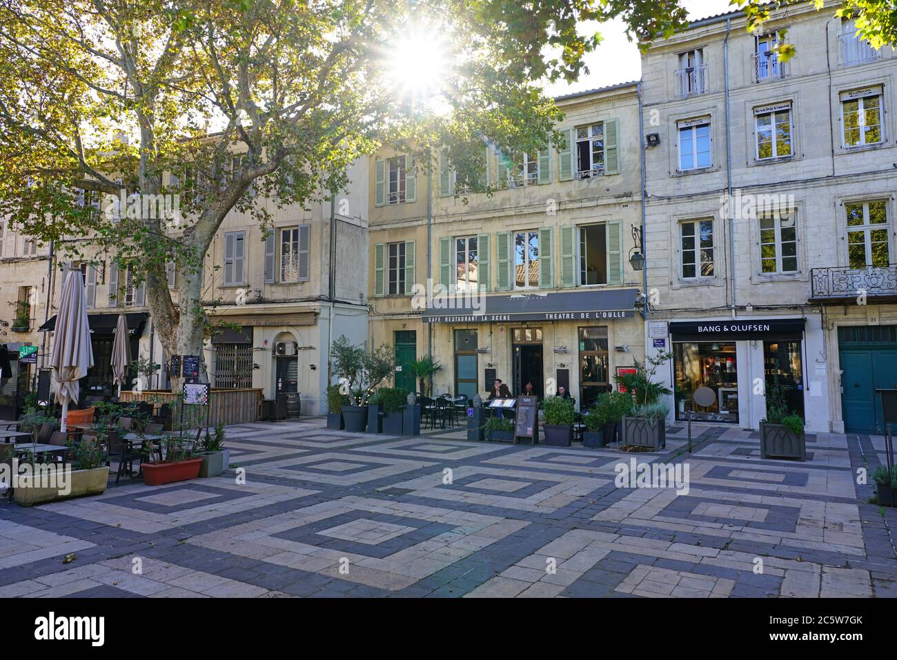 AVIGNON, FRANCE -12 NOV 2019- View of the Place Crillon square in the ...