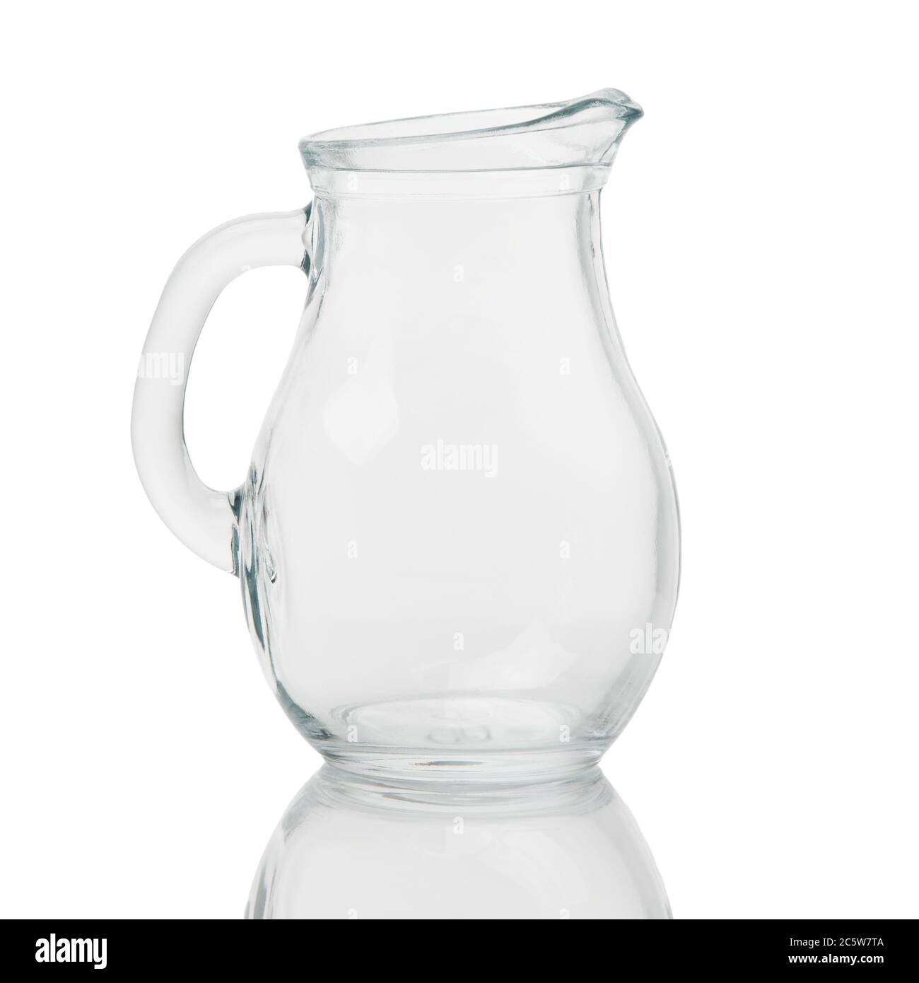 Empty glass transparent jug or pitcher isolated on white background ...