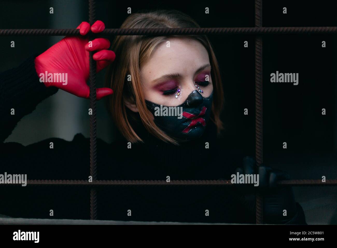 Makeup mask, portrait of a girl in honor of the holidays of Halloween ...