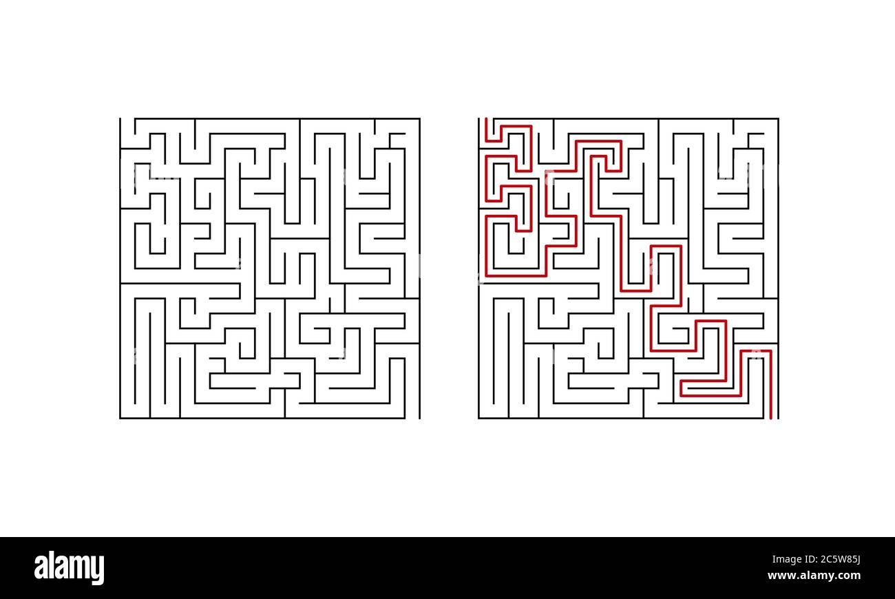 Labyrinth maze game for children. Simple puzzle with solution isolated ...