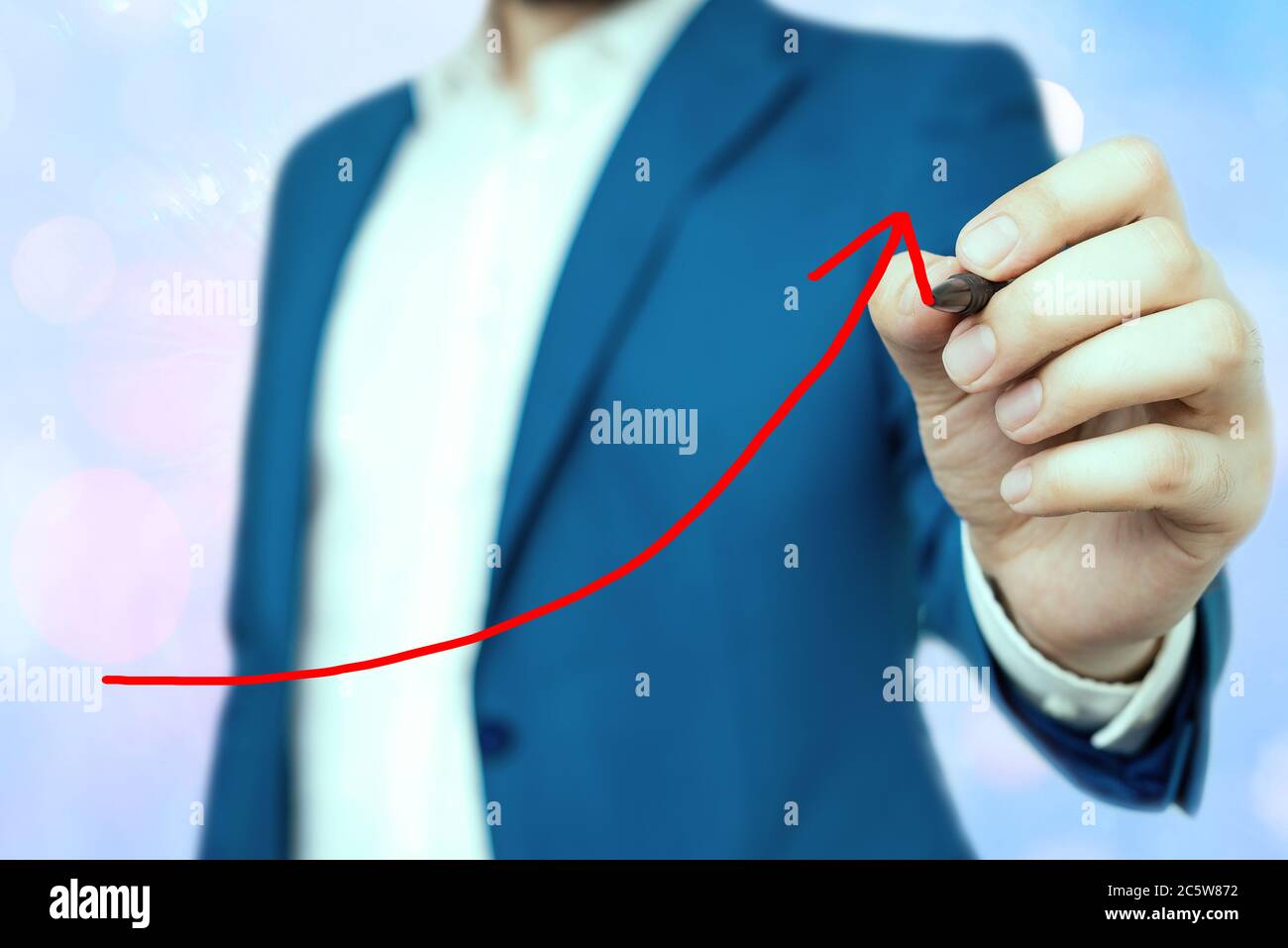 Digital Arrowhead Curve Rising Upward Denoting Growth Development ...