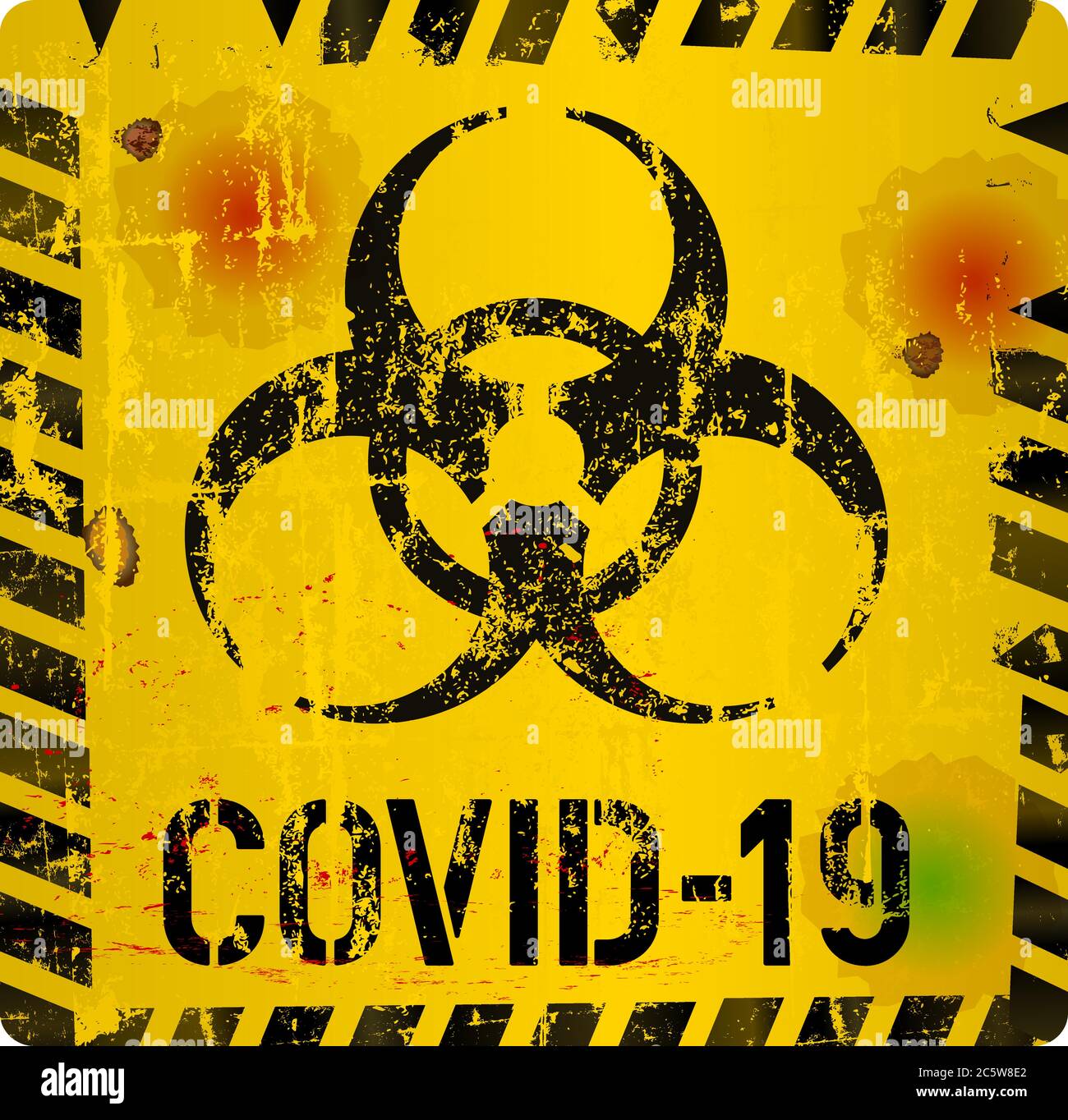 Corona,Covid-19, virus alert warning sign, grungy style, vector Stock ...