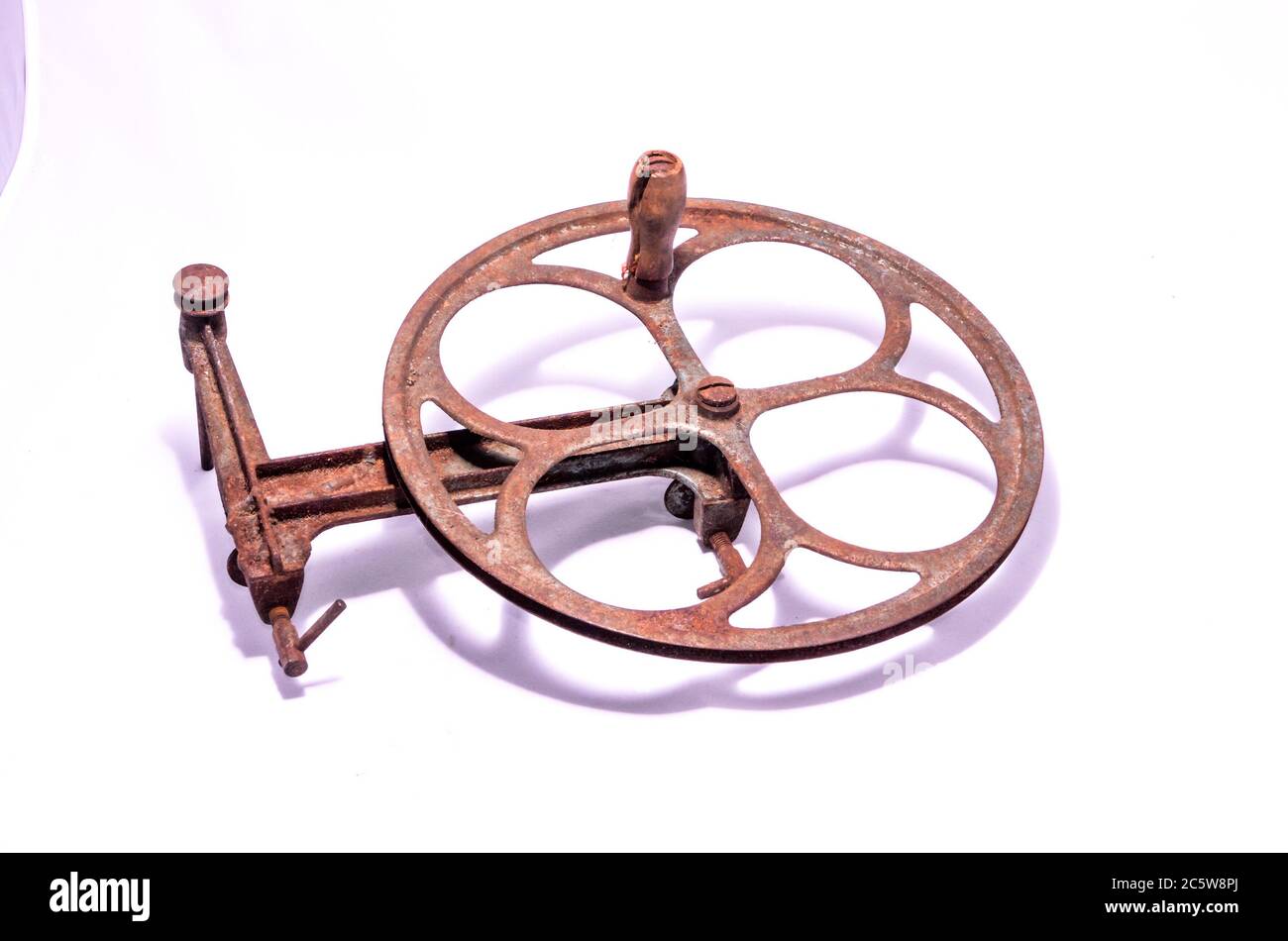 Old Vintage Manual Pulley on a White Background Stock Photo - Alamy