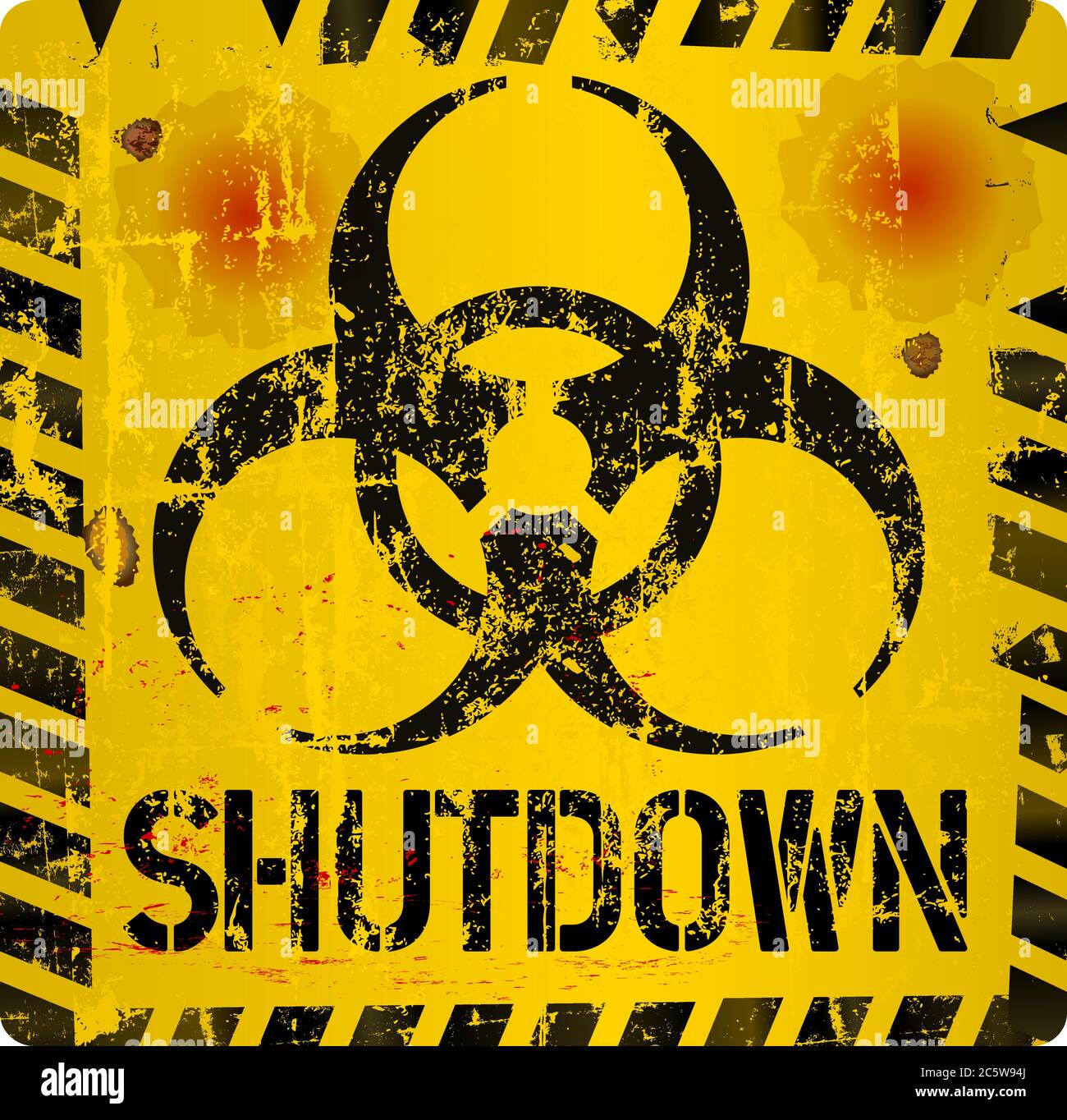 Shutdown warning sign, Corona,Covid-19, virus alert warning sign ...