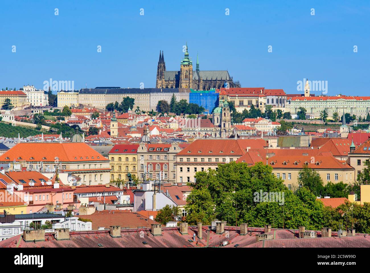 View of the traditional buildings and old town in Prague, Czech ...