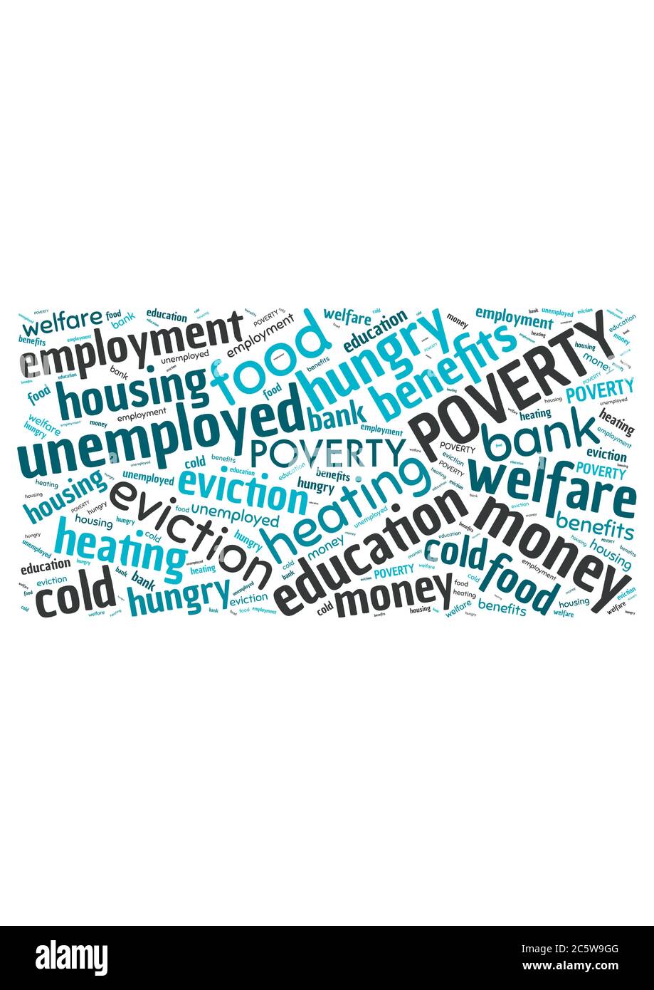 Illustration of a word cloud with words representing poverty Stock ...