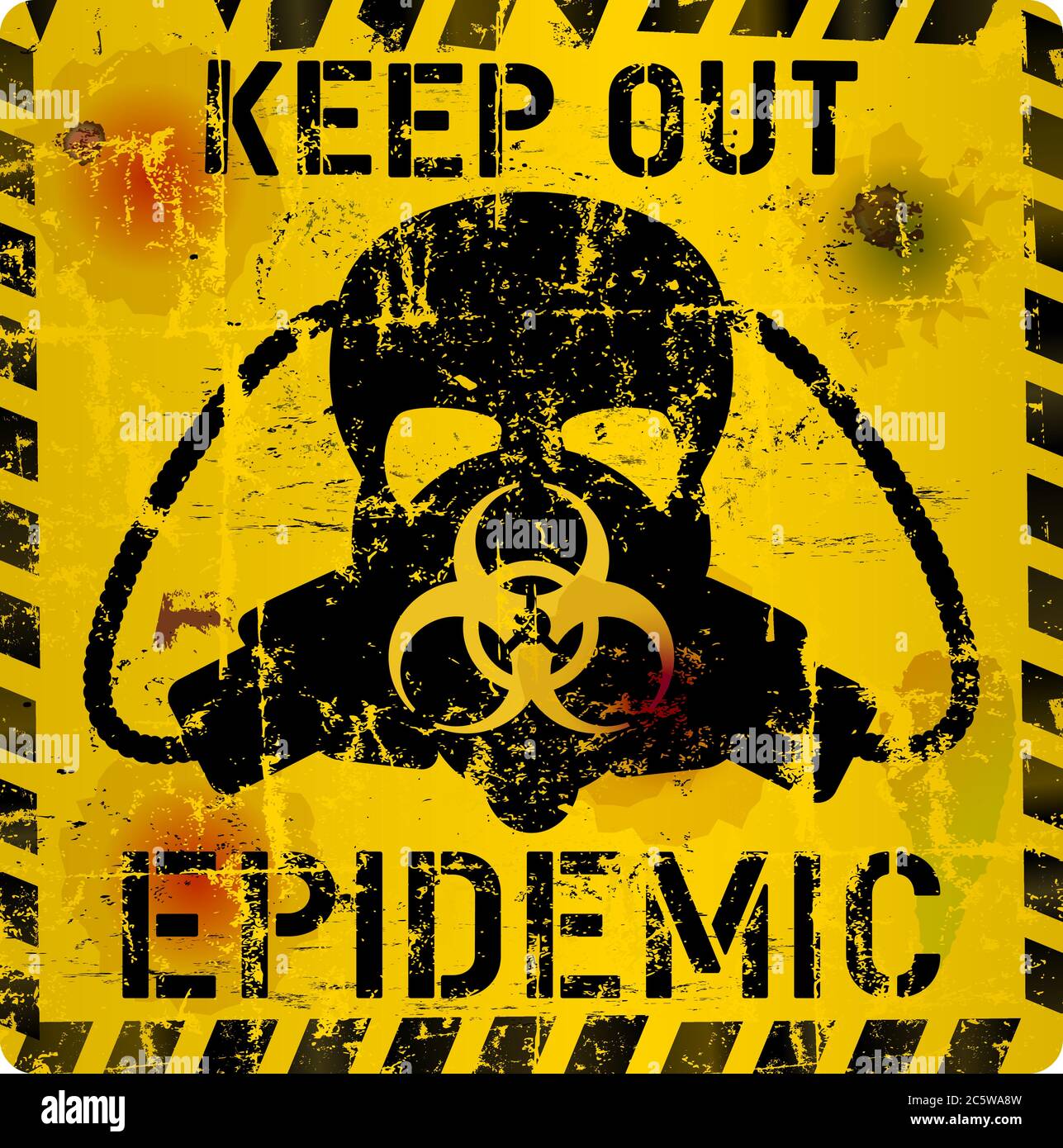 virus, epidemic warning sign, grungy style, vector, isolated Stock ...