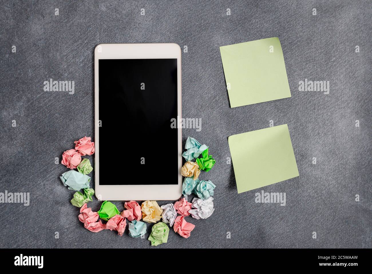 Paper Accesories With Digital Smartphone Arranged On Different ...