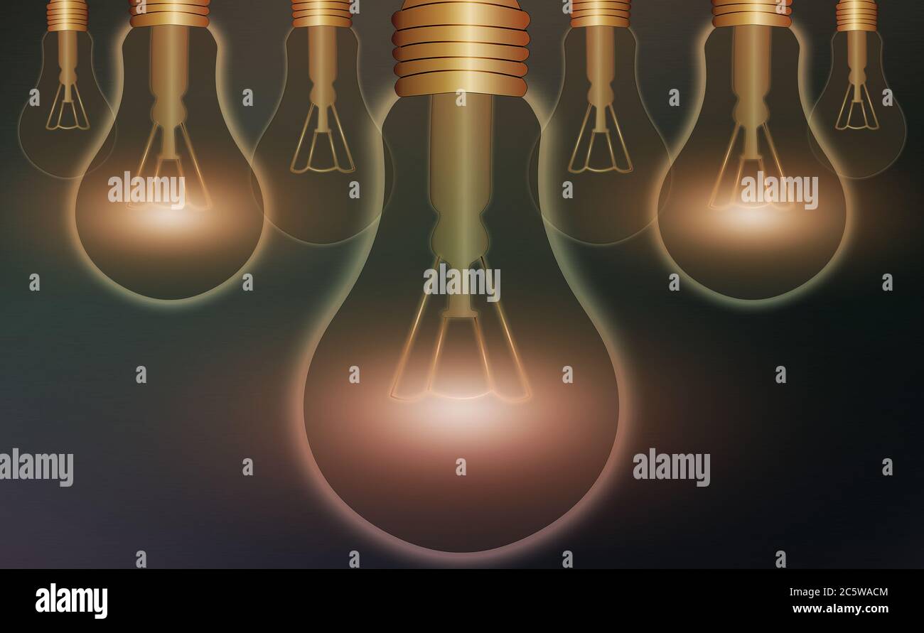 Realistic Colored Vintage Light Bulbs, Idea Sign Solution Thinking ...