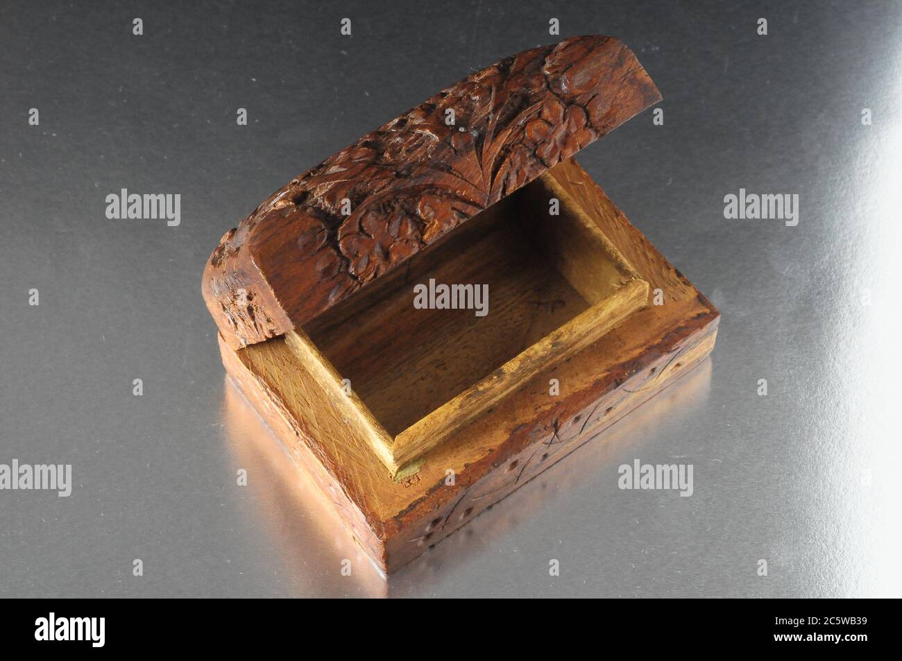 Handmade Ancient Vintage Wood Box on a Silver Background Stock Photo ...