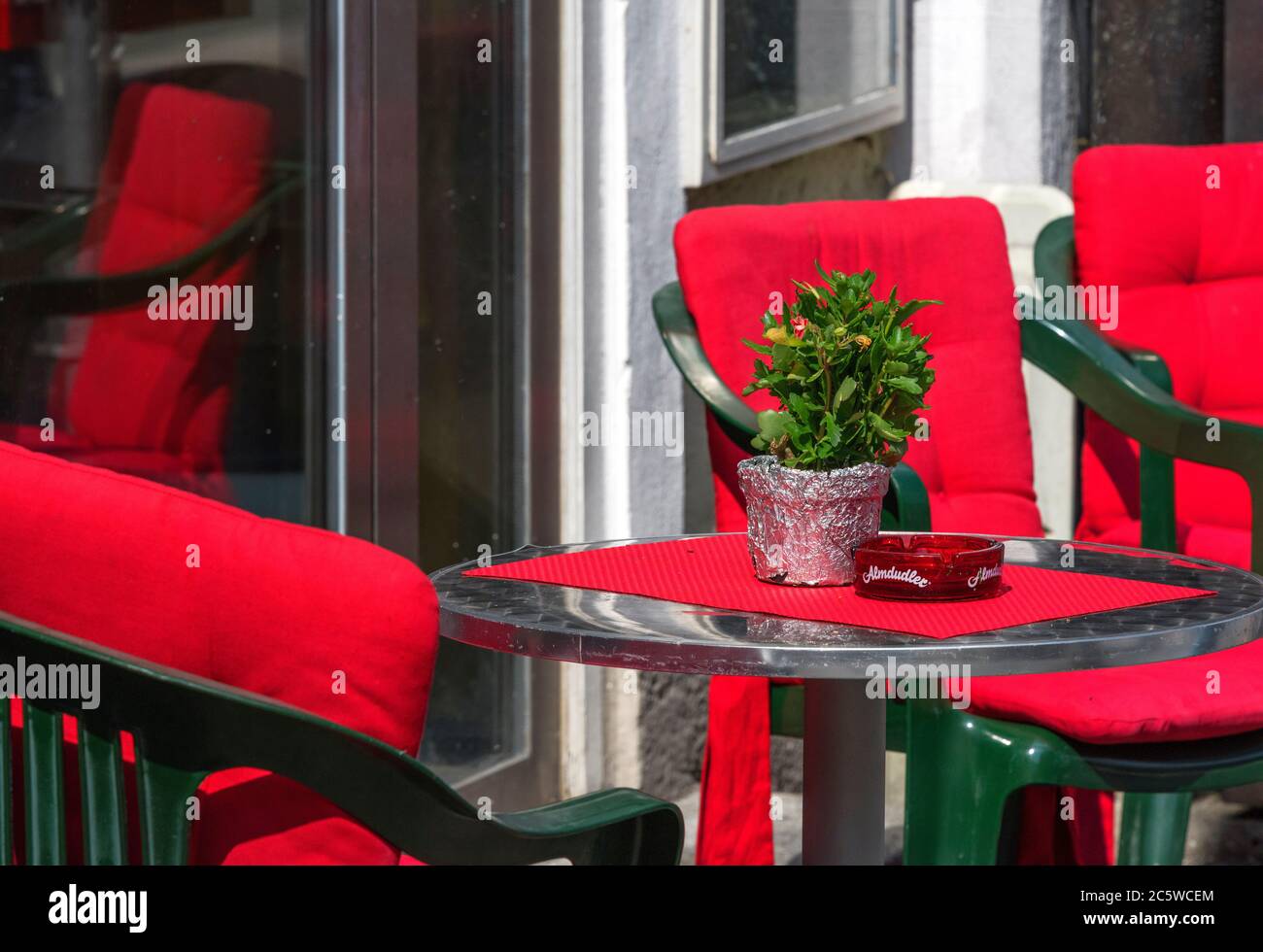 Nice open cafe at the city streets Stock Photo - Alamy