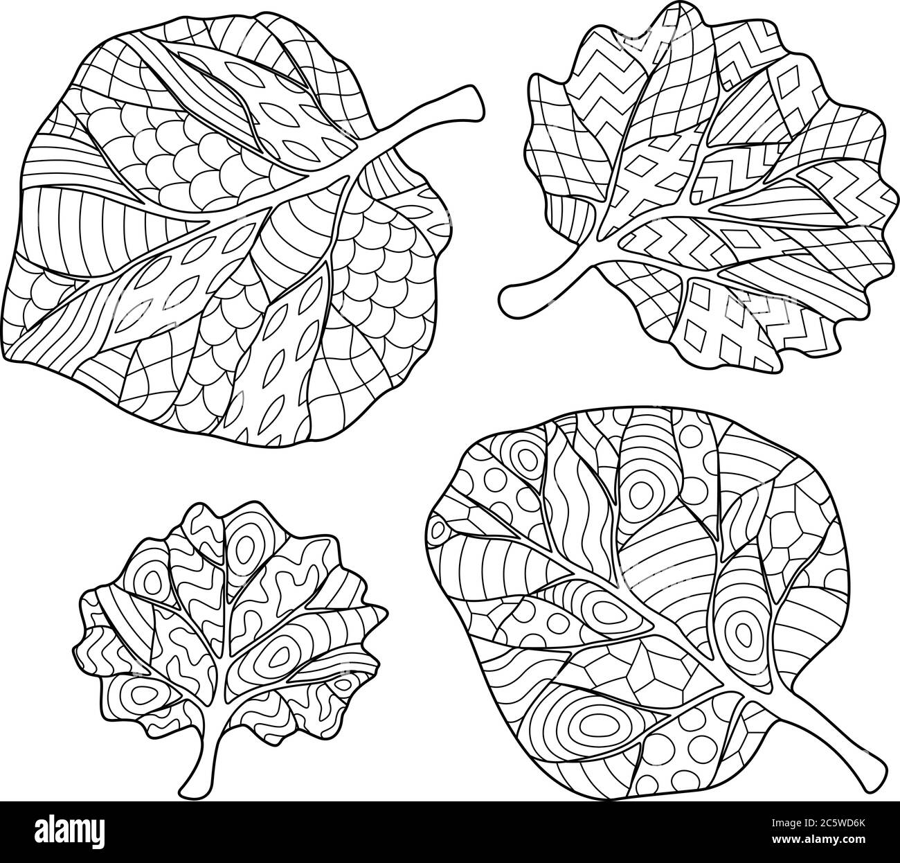 Leaves coloring page on Black and White Stock Photos & Images - Alamy