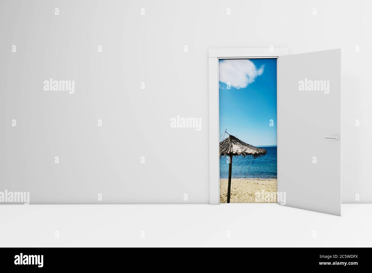 Hope Concept Summer Season Beach is close 3d rendering seen through ...