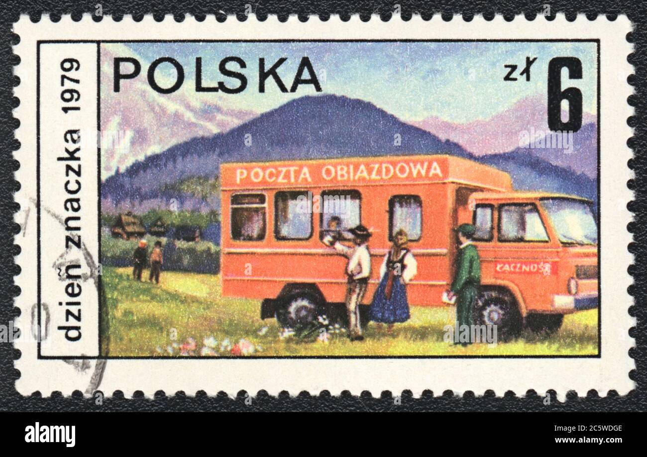 Postage stamp. Polish Mail Transport, Poland, 1980 Stock Photo - Alamy