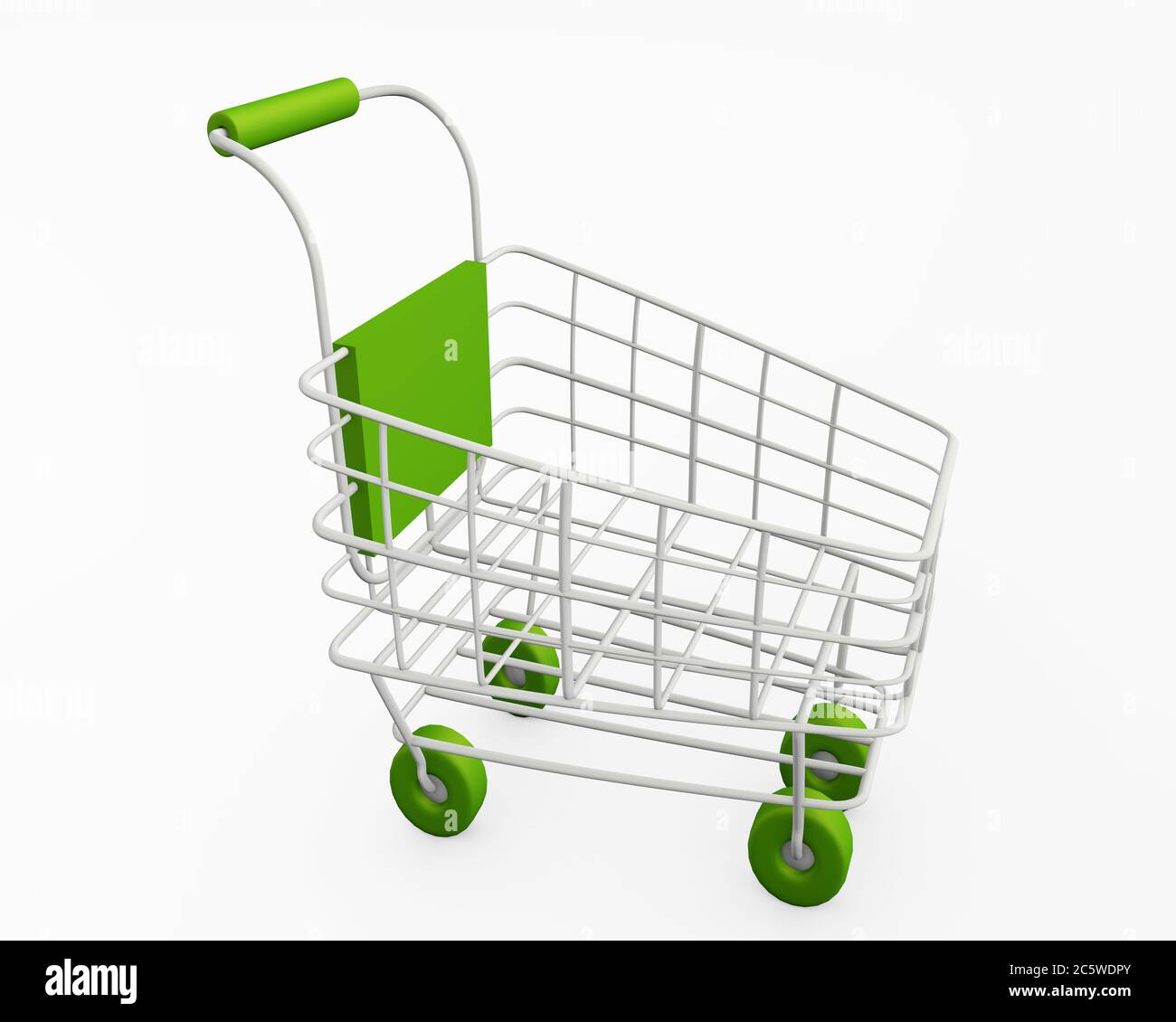 Shopping Cart green elements isolated on white background 3d rendering ...