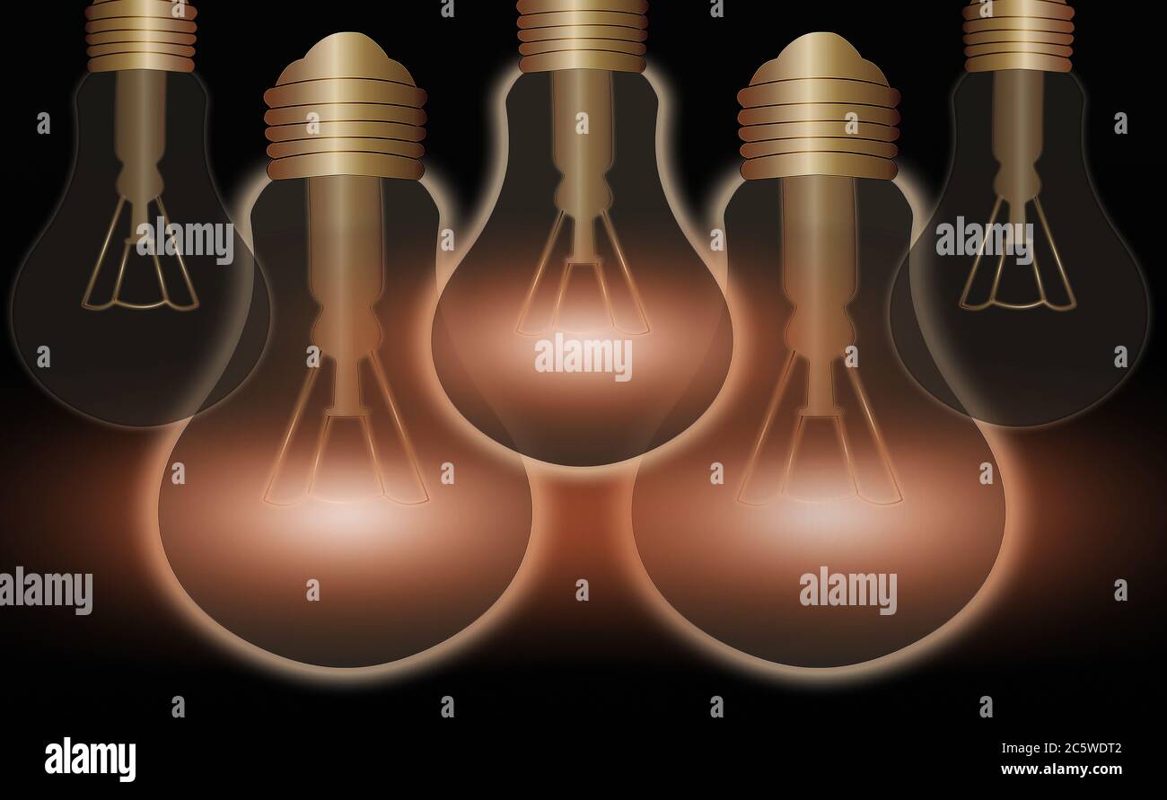 Realistic Colored Vintage Light Bulbs, Idea Sign Solution Thinking ...