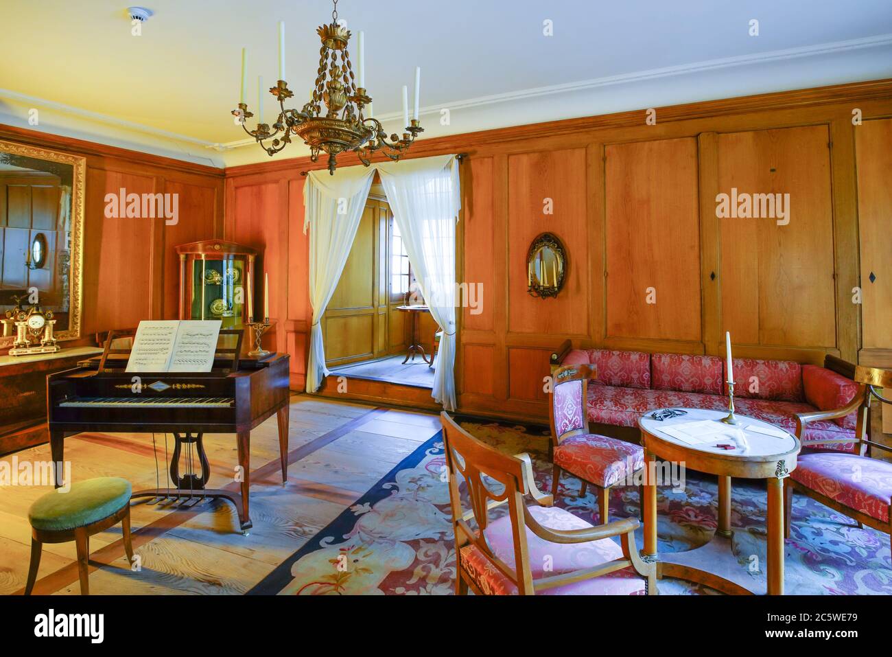 Music room inside Hallwyl Castle. Hallwyl Castle is one of the most ...