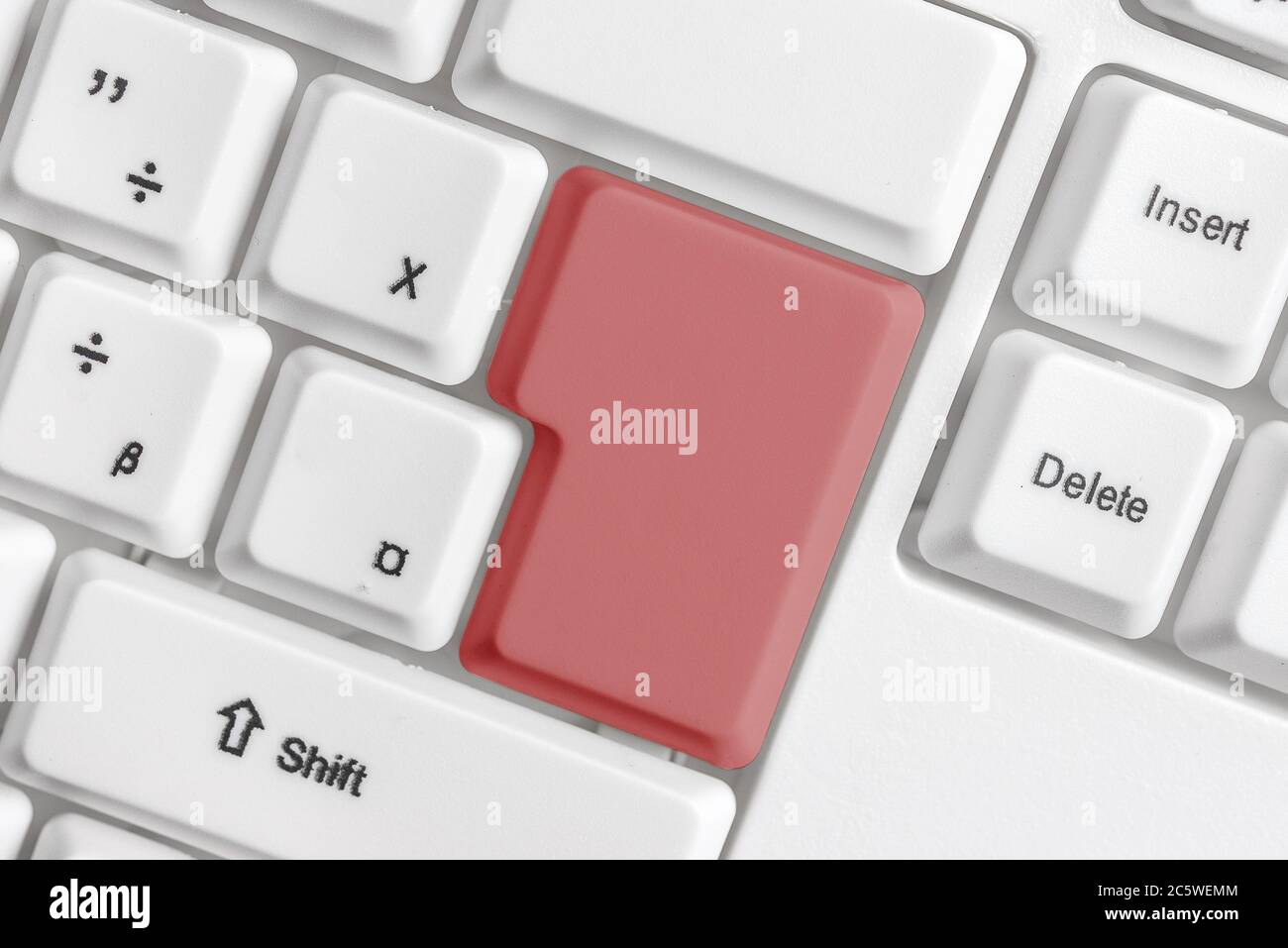 White Pc Keyboard With Empty Note Paper Above White Key Copy Space ...