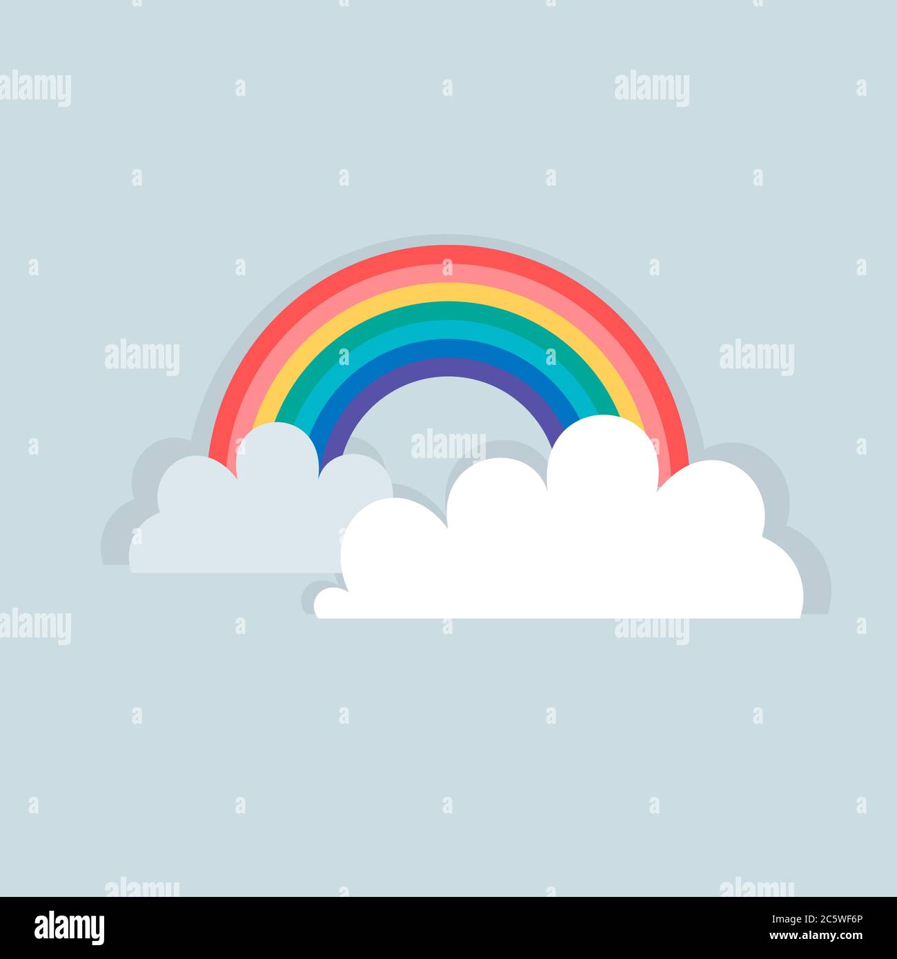 Color Rainbow With Clouds. Vector Illustration Stock Vector Image & Art ...