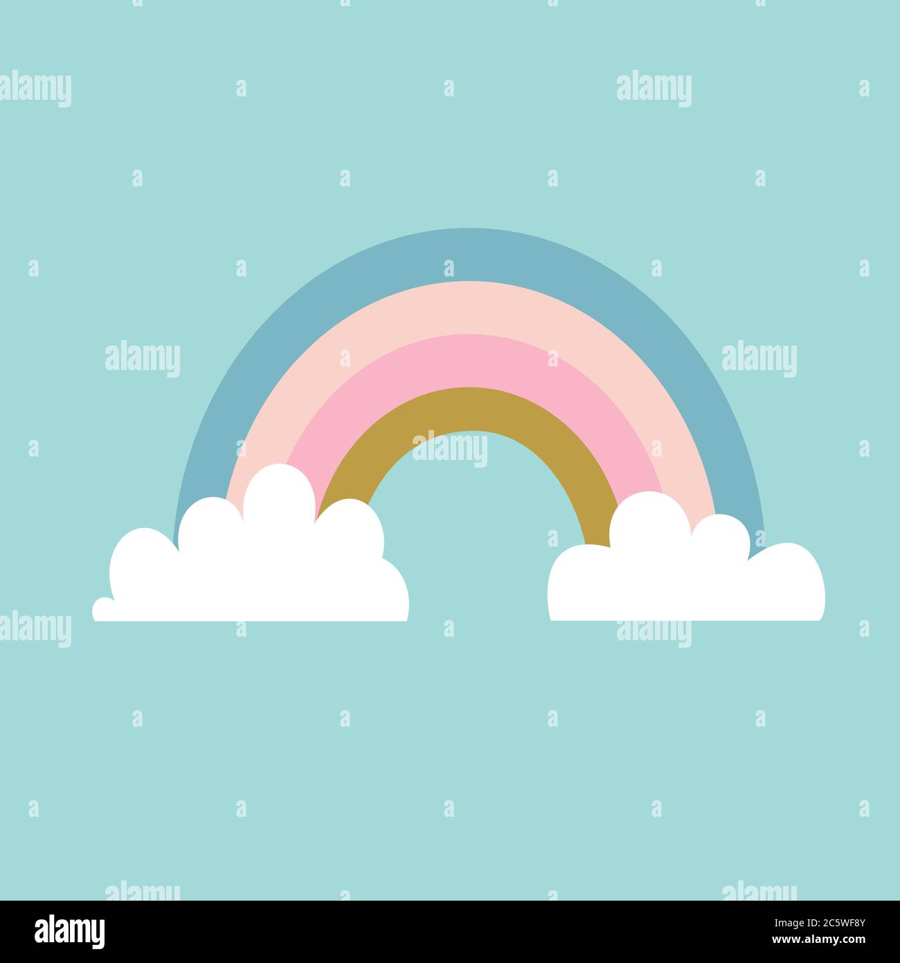 Color Rainbow With Clouds. Vector Illustration Stock Vector Image & Art ...