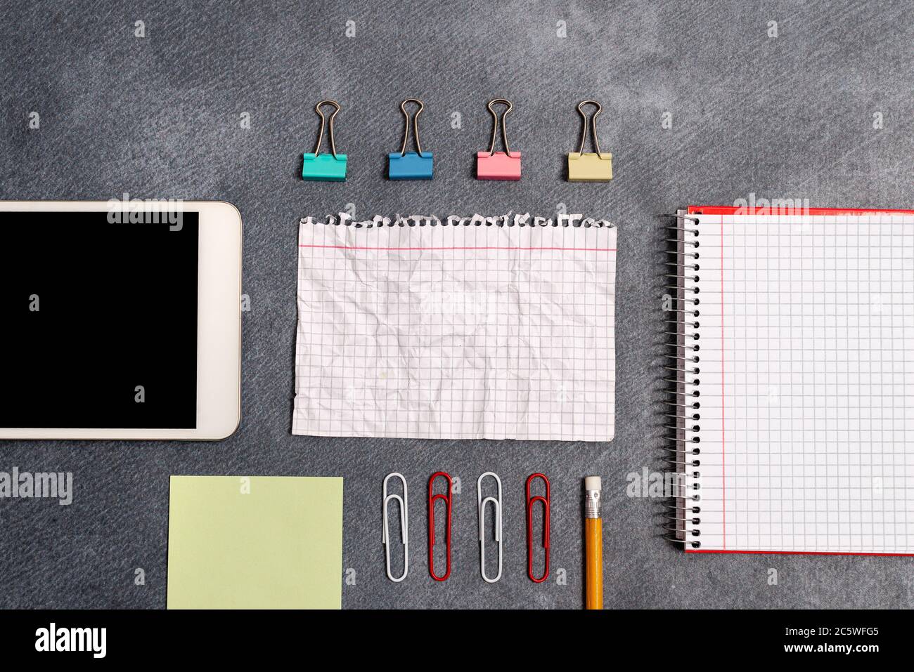 Paper Accesories With Digital Smartphone Arranged On Different ...