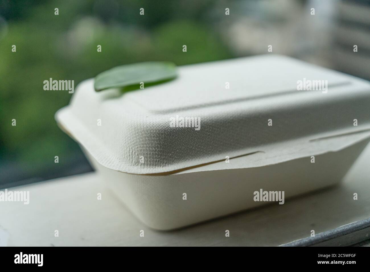 natural plant fiber food box on blur background. Natural fiber eco food ...