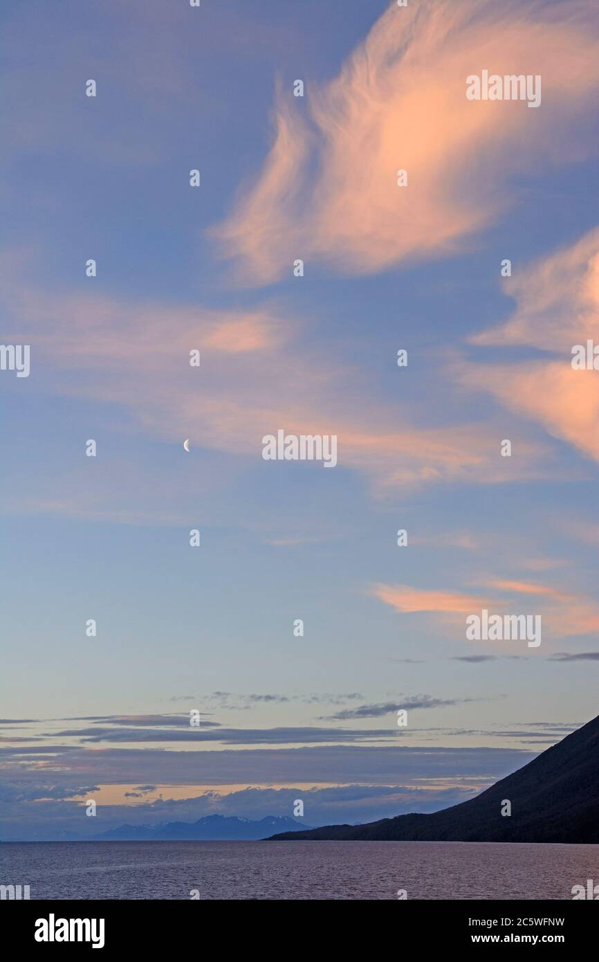 Sunset in a Channel in Tierra del Fuego Stock Photo - Alamy