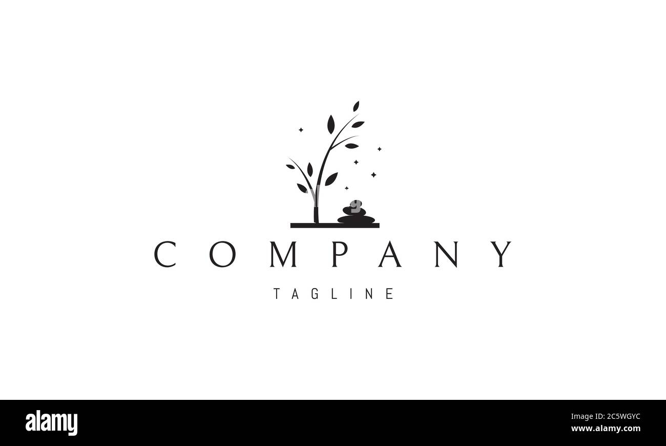 Vector logo on which an abstract image of a tree and piles of stones ...
