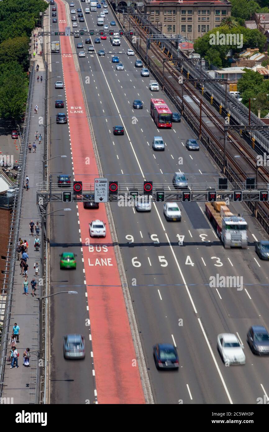 Sydney, Australia, Cahill Expressway 21/11/2013 Vehicles approaching ...