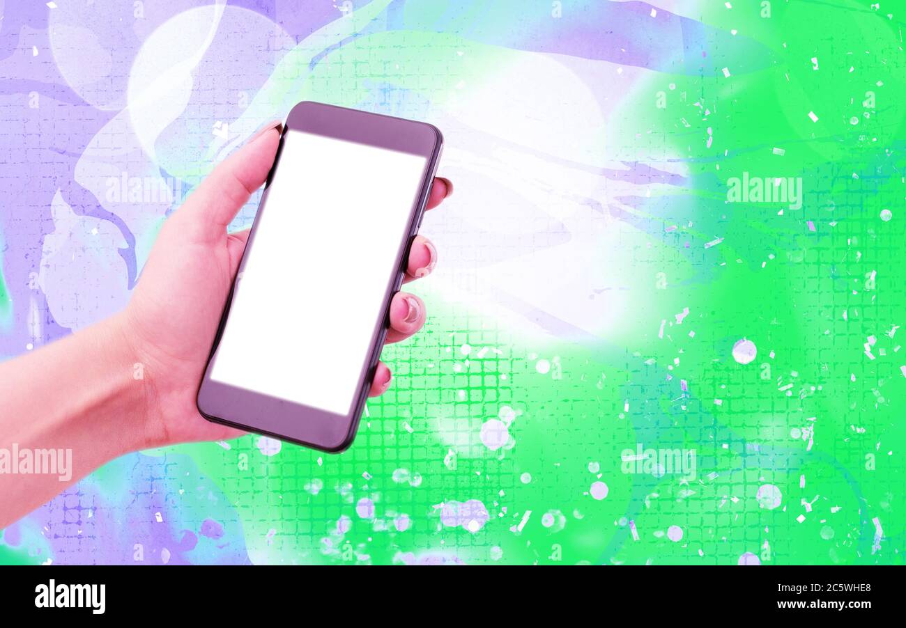 Modern Gadgets With White Display Screen Under Colorful Bokeh ...