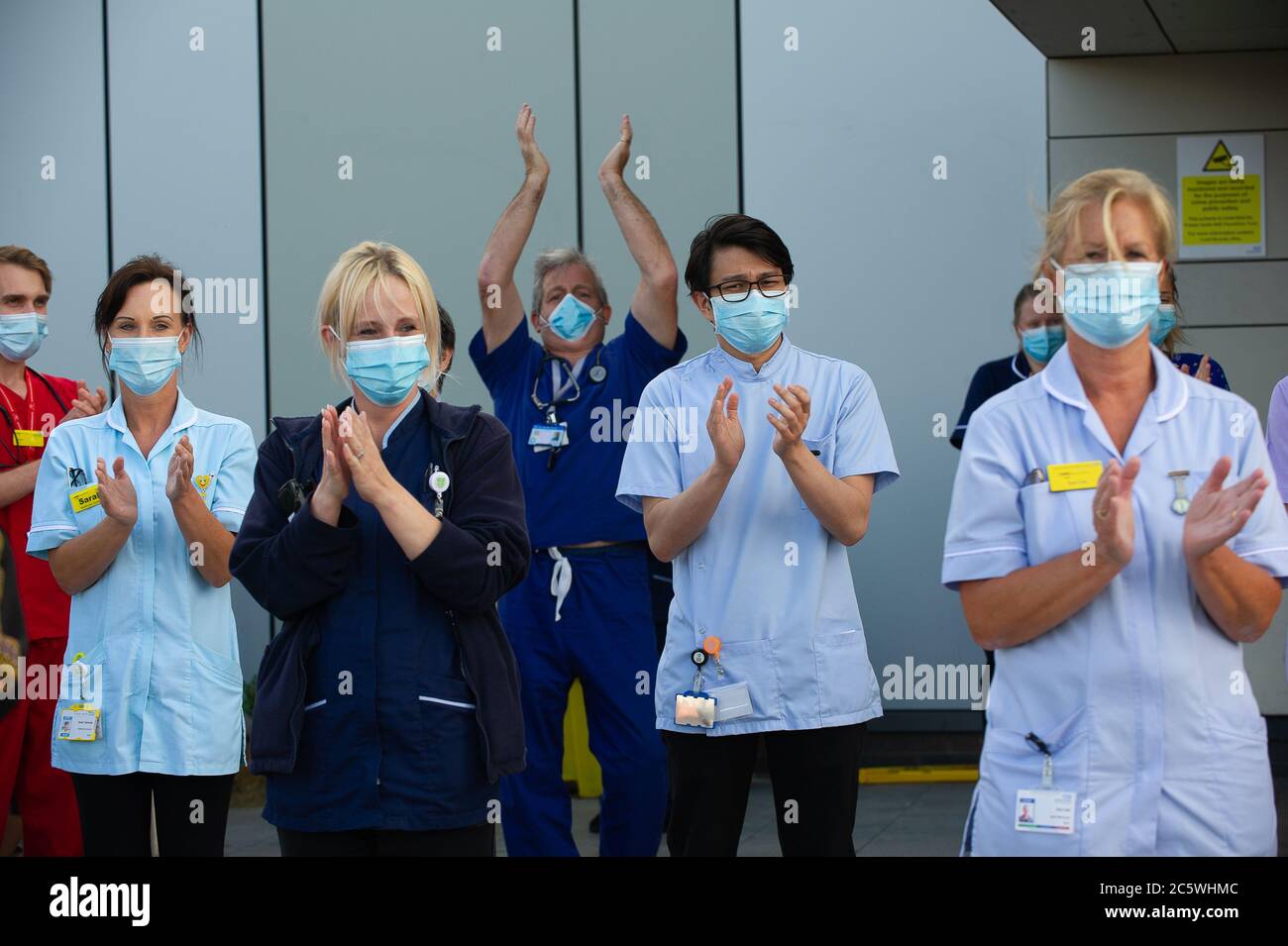 Slough, Berkshire, UK. 5th July, 2020. Staff at Wexham Park Hospital ...