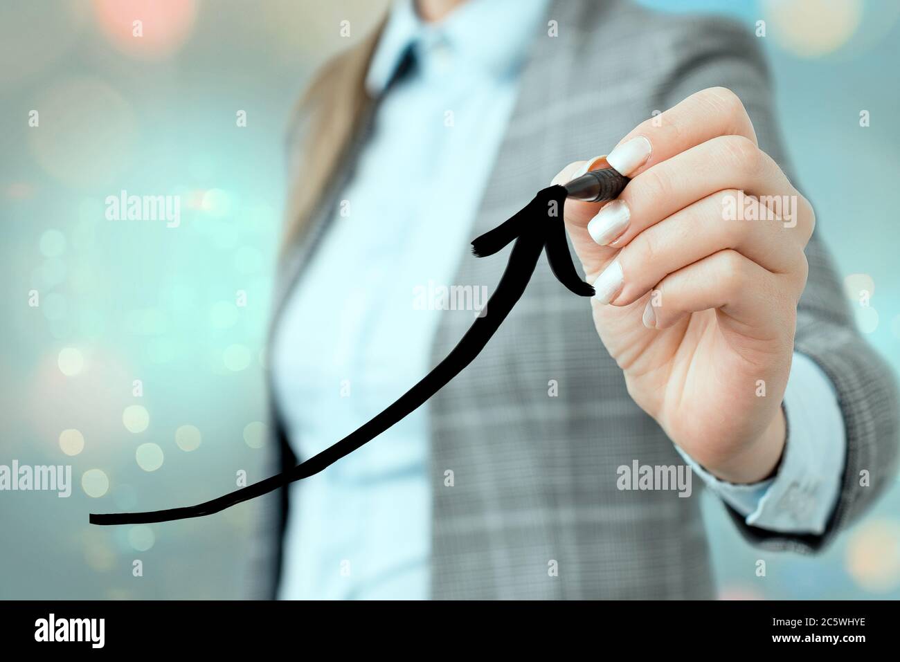 Digital Arrowhead Curve Rising Upward Denoting Growth Development ...