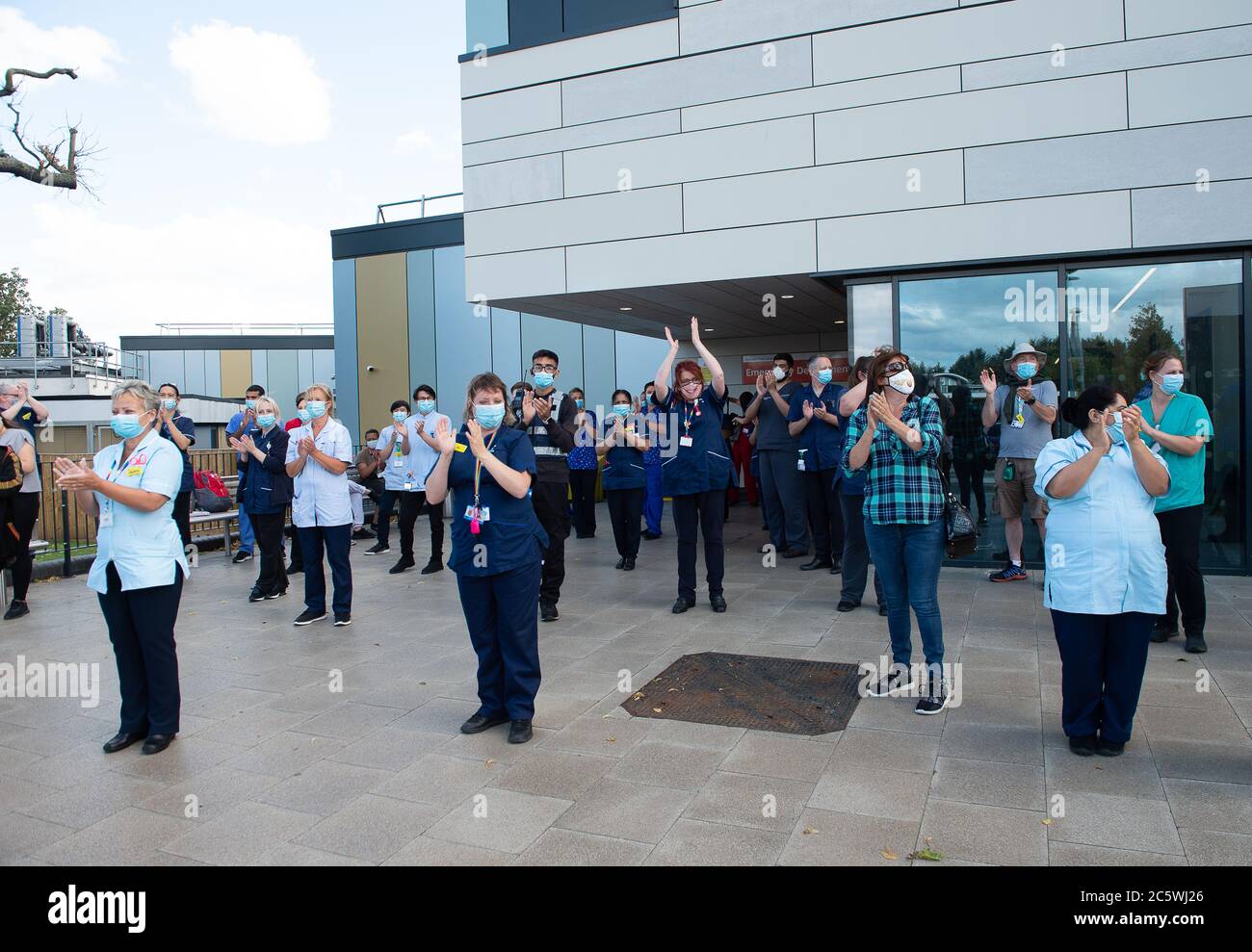 Slough, Berkshire, UK. 5th July, 2020. Staff at Wexham Park Hospital ...