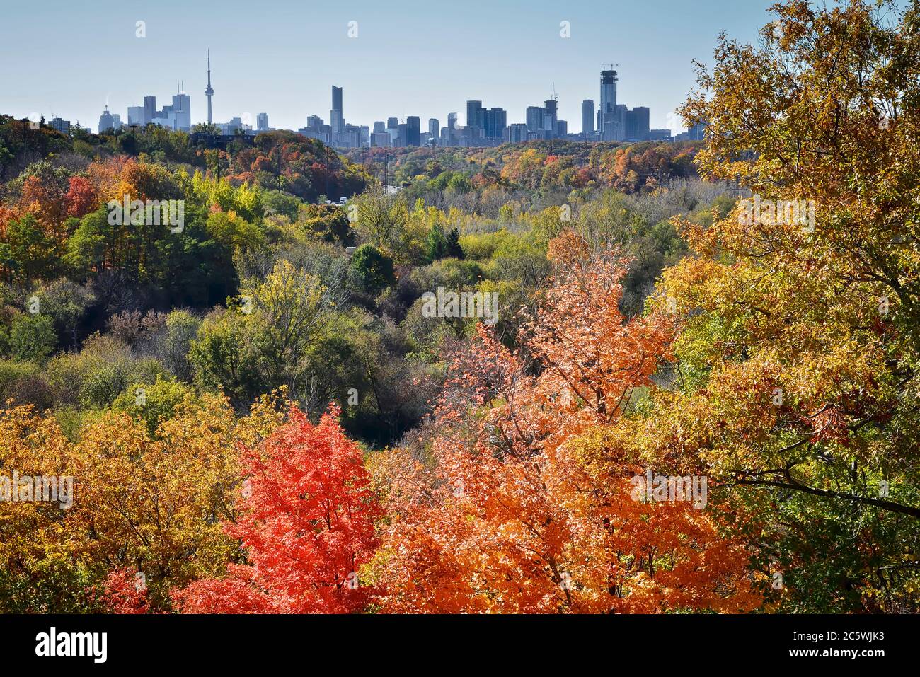 Downtown district with autumn leaf color in the valley Stock Photo - Alamy