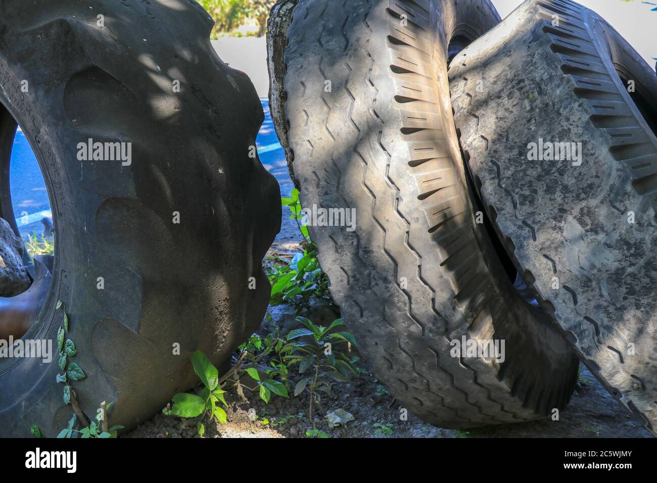 Bandung, Indonesia July 4, 2020: Old black car tire rubber. Rubber tire ...
